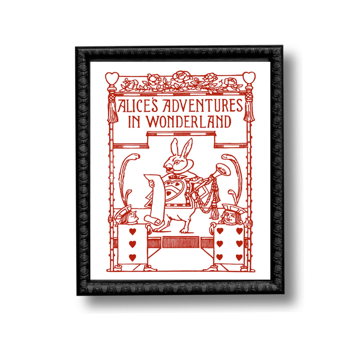 Alice in Wonderland White Rabbit Vintage Art Print Red and White Lewis ...