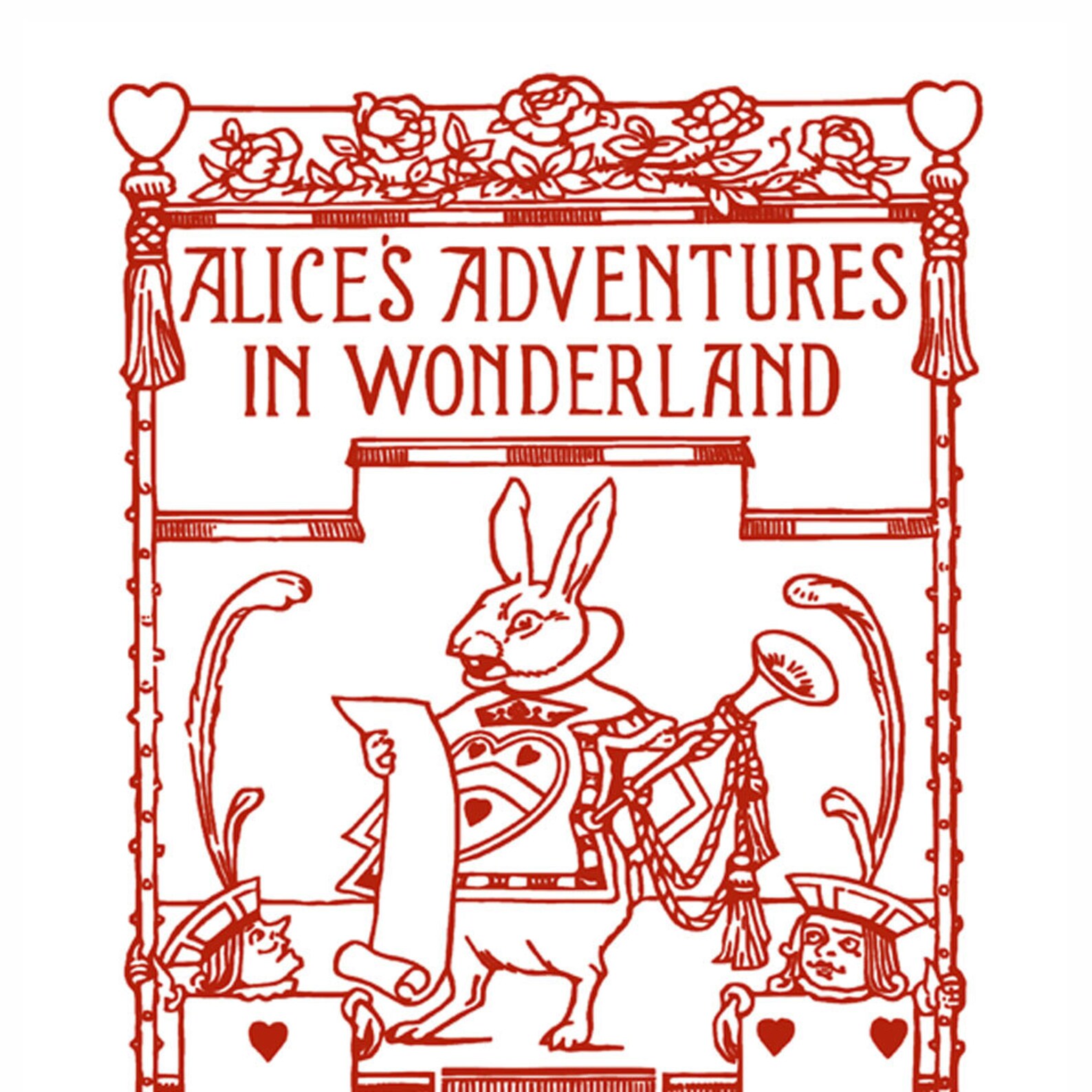 Alice in Wonderland White Rabbit Vintage Art Print Red and White Lewis ...