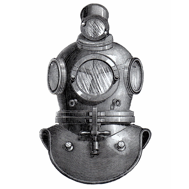 Deep Sea Diving Helmet Nautical Vintage Style Print - Etsy