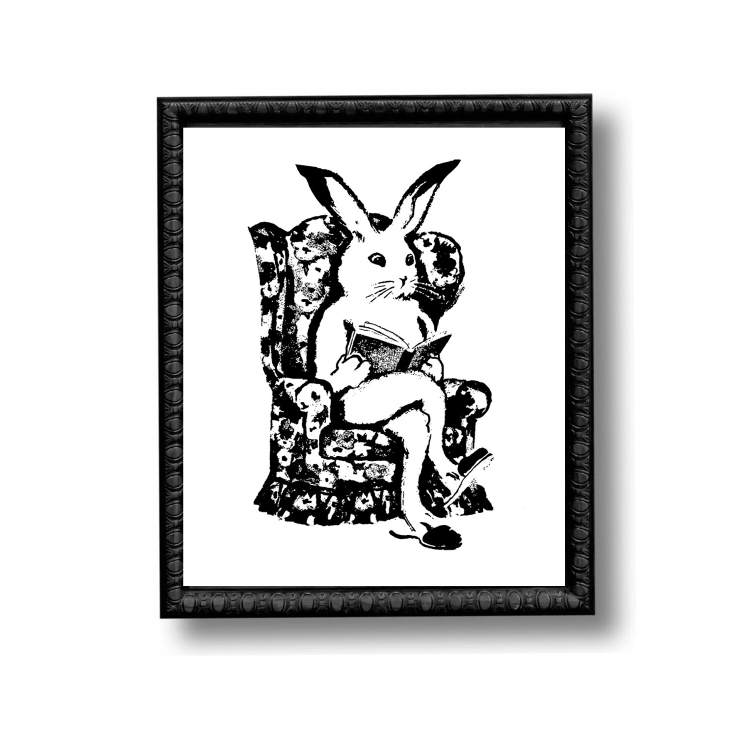 White Rabbit Chair Black and White Vintage Style Art Print Nursery ...