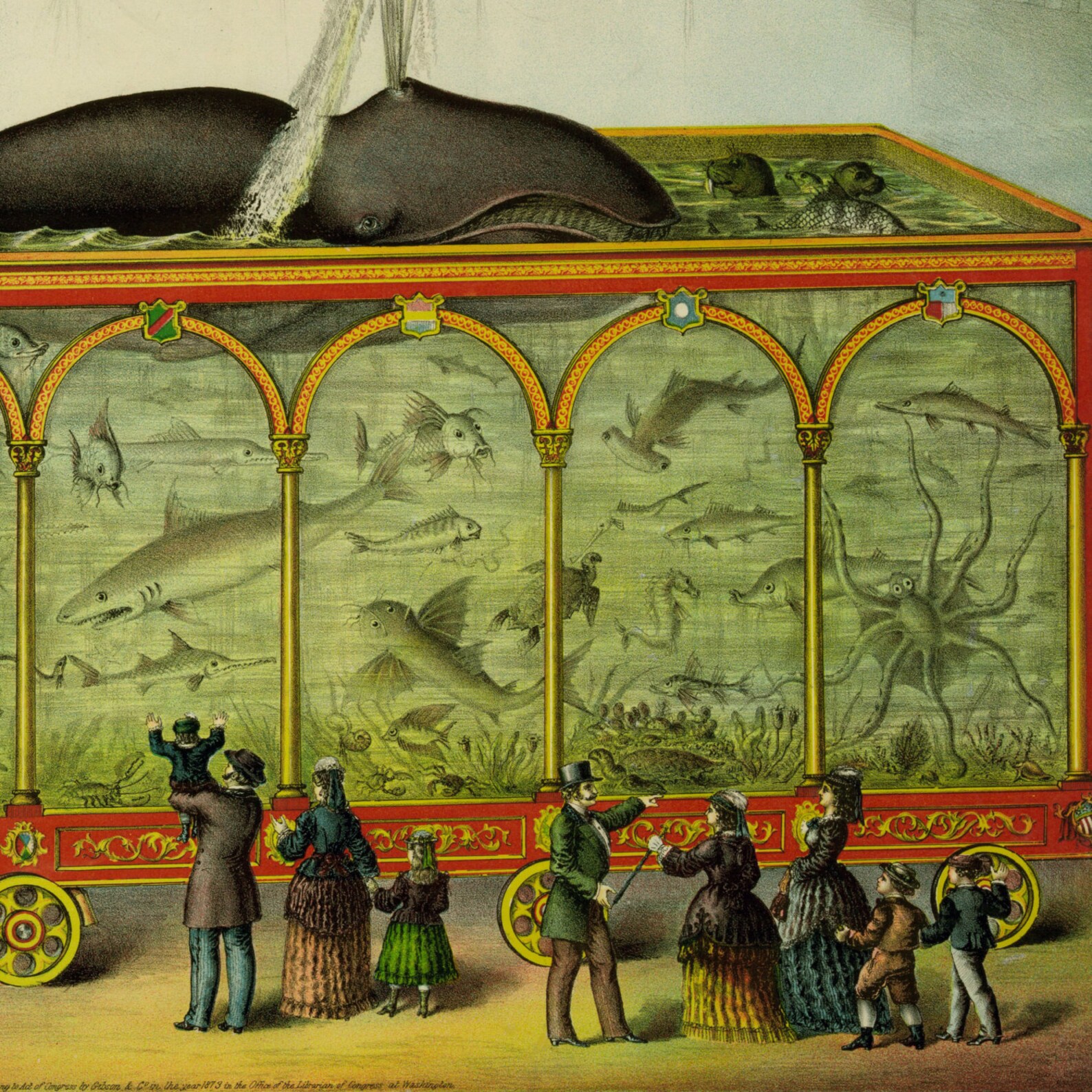 Whale Circus Aquarium Octopus Shark Large Victorian Steampunk Nautical ...