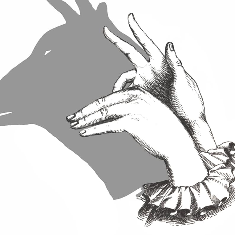 Deer Shadow Puppet Vintage Style Art Print Black and White Gray Nursery ...