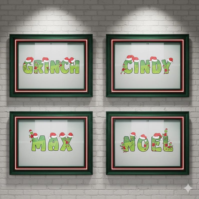 Grinch Alphabet Christmas Font SVG Bundle, Holiday Doodle Letters ...