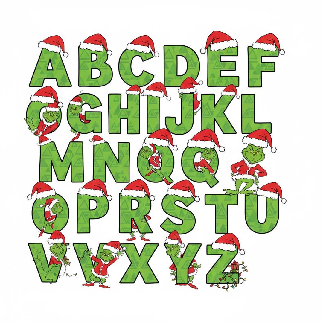 Grinch Christmas Alphabet SVG, Doodle Letters PNG (digital Files) - Etsy
