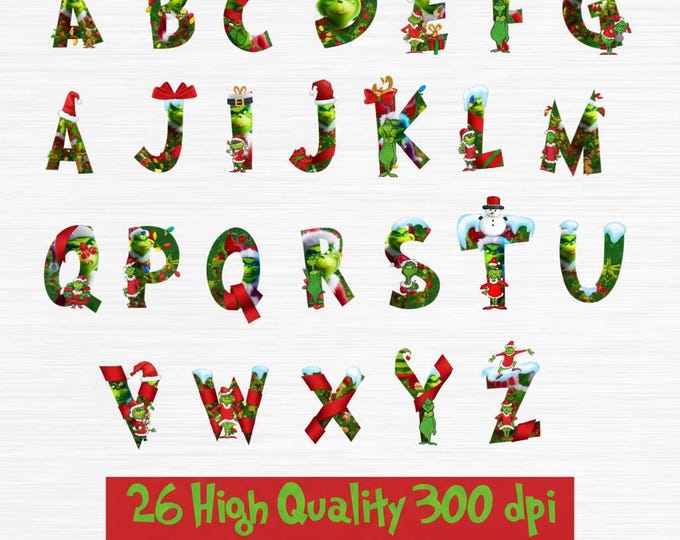 The Grinch Christmas Font SVG, Christmas Letter SVG, Holiday Fonts ...