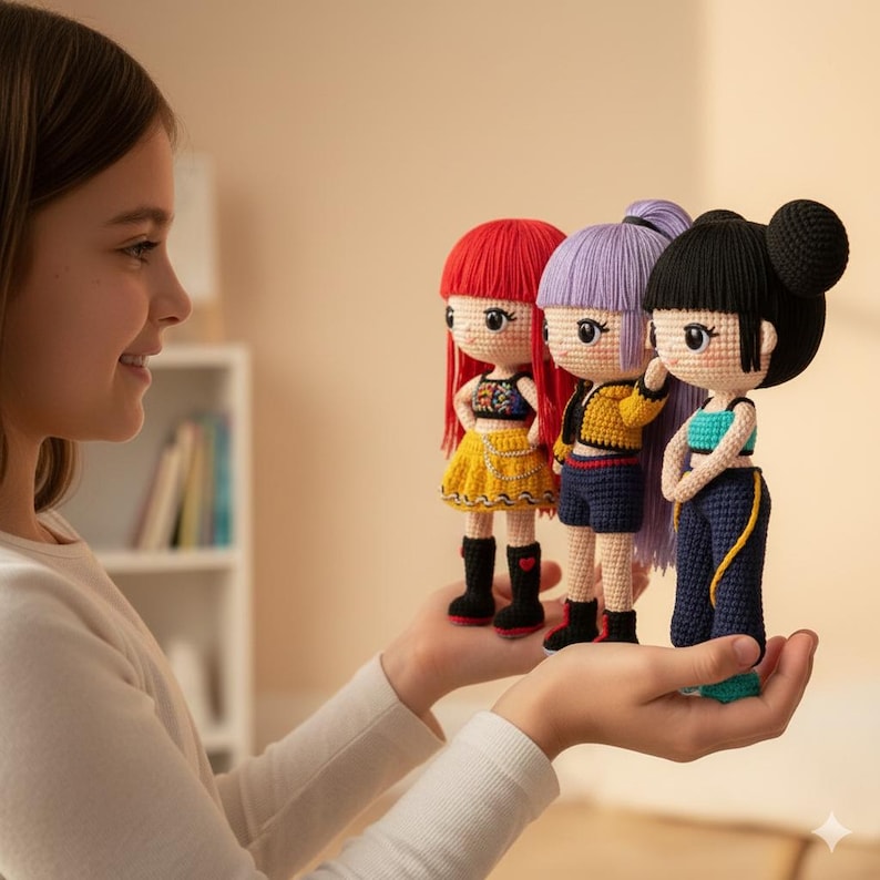 KPOP Crochet Pattern, Kpop Demon Hunters Amigurumi Dolls | Huntrix ...