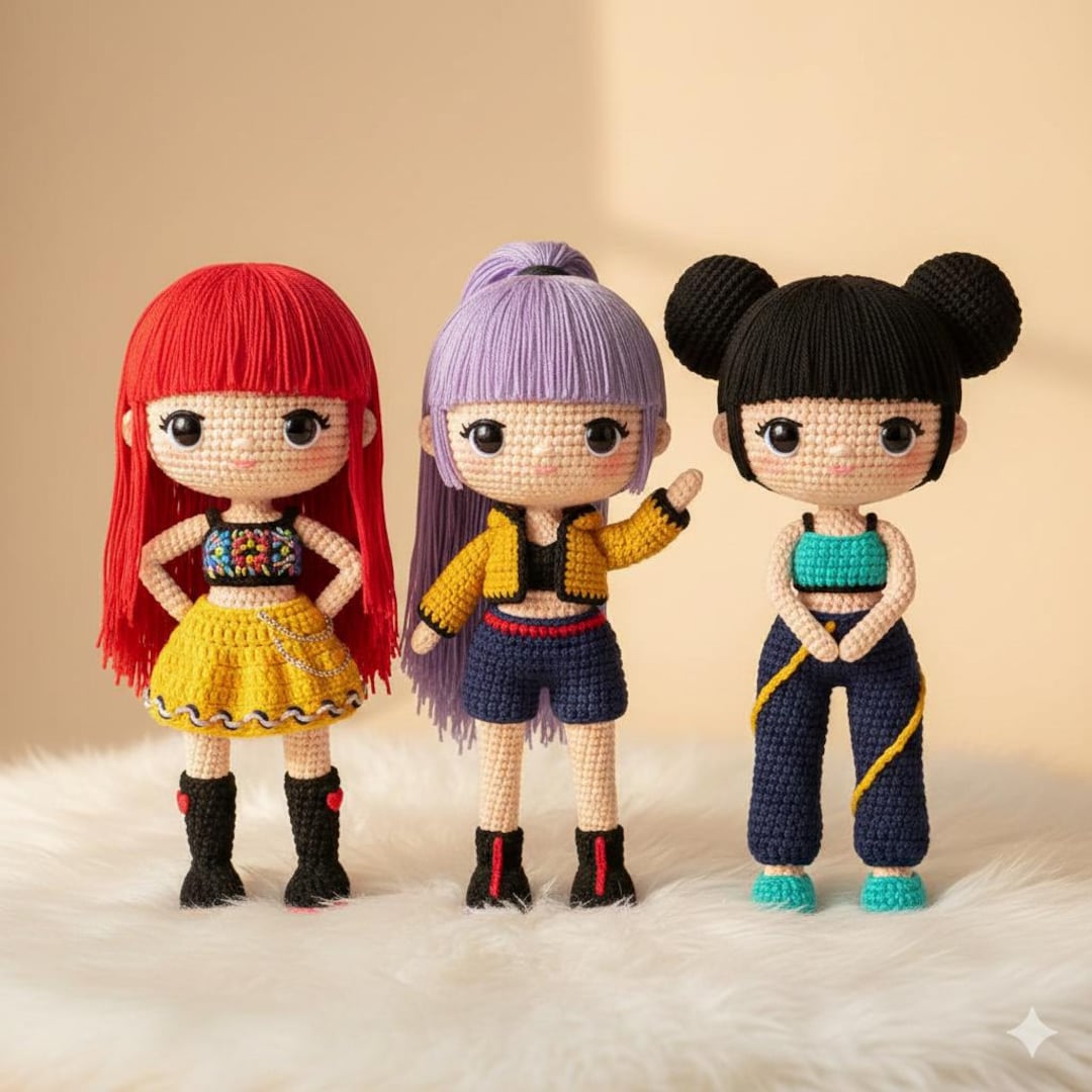 KPOP Crochet Pattern, Kpop Demon Hunters Amigurumi Dolls | Huntrix ...