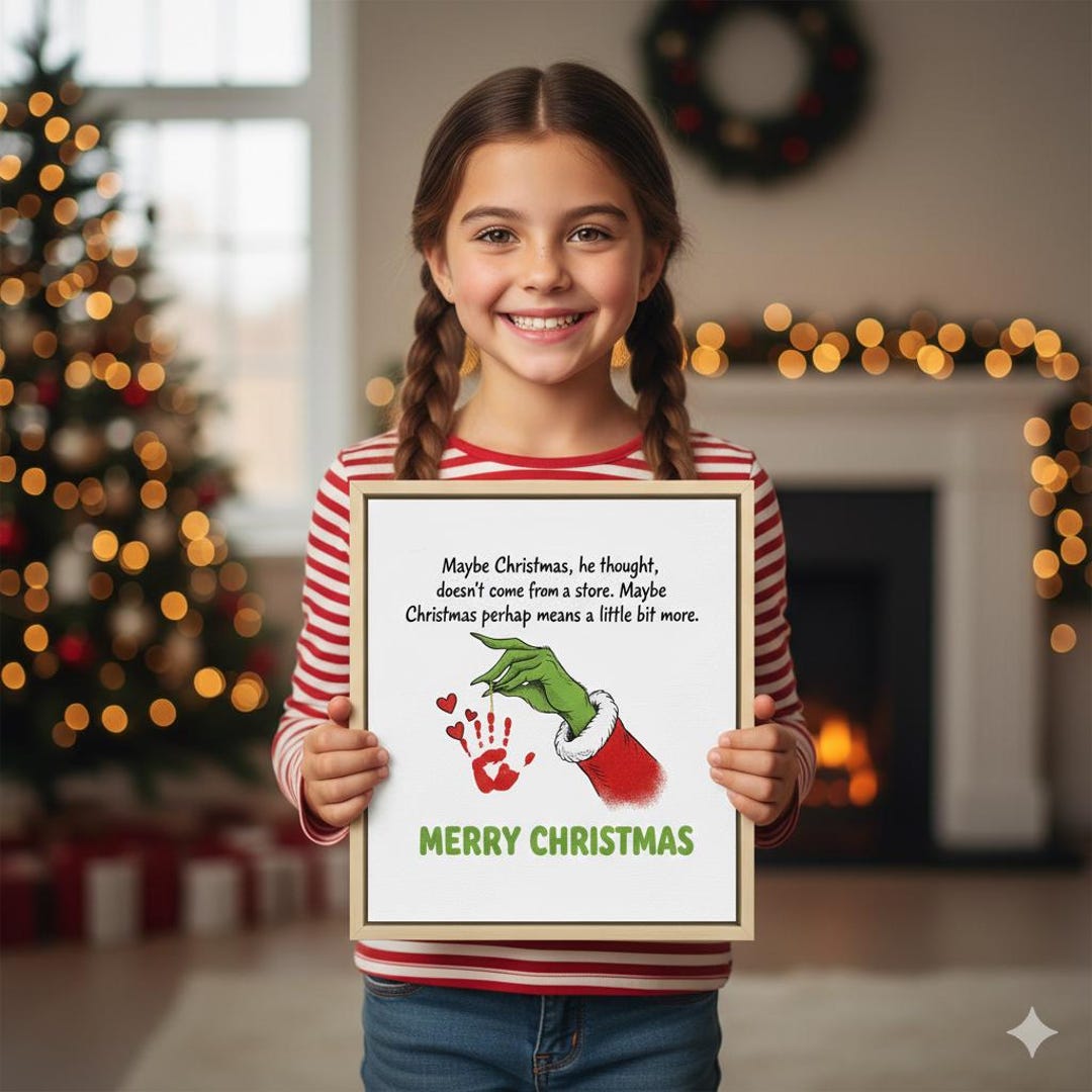 Grinch Handprint Footprint Craft | Christmas Keepsake (printable PDF ...