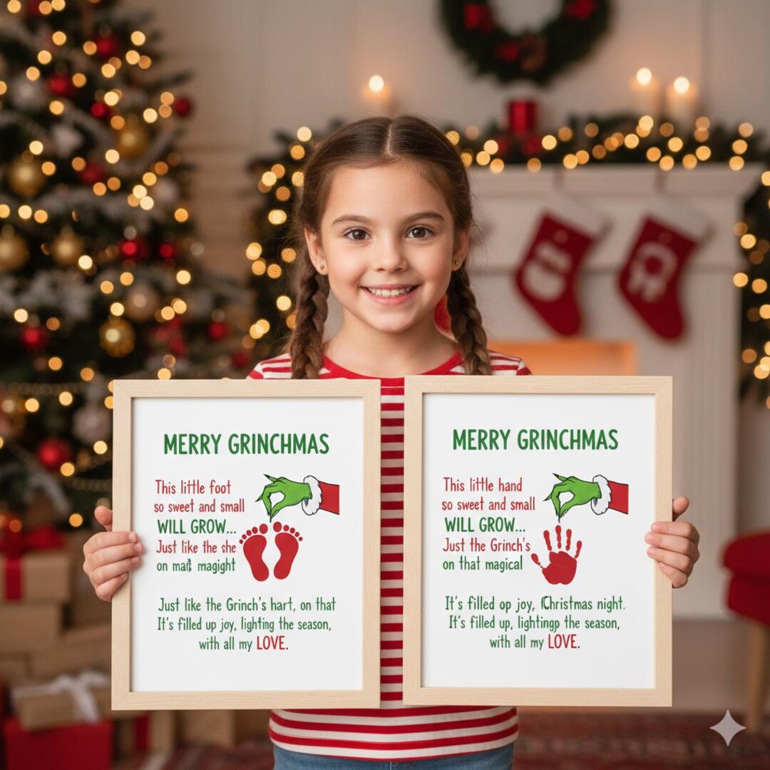 Merry Grinchmas Handprint Craft Printable, Grinch Footprint Kids Art ...