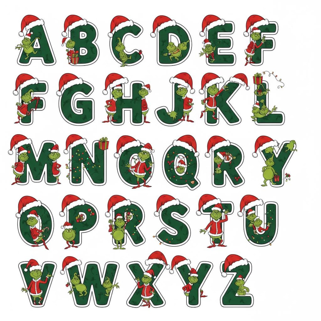 Grinch Christmas Alphabet PNG & SVG | Grinch Alphabet Design for Kids ...