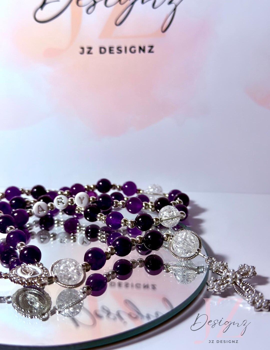 Celestial Amethyst 5-decade Handmade Rosary - Etsy