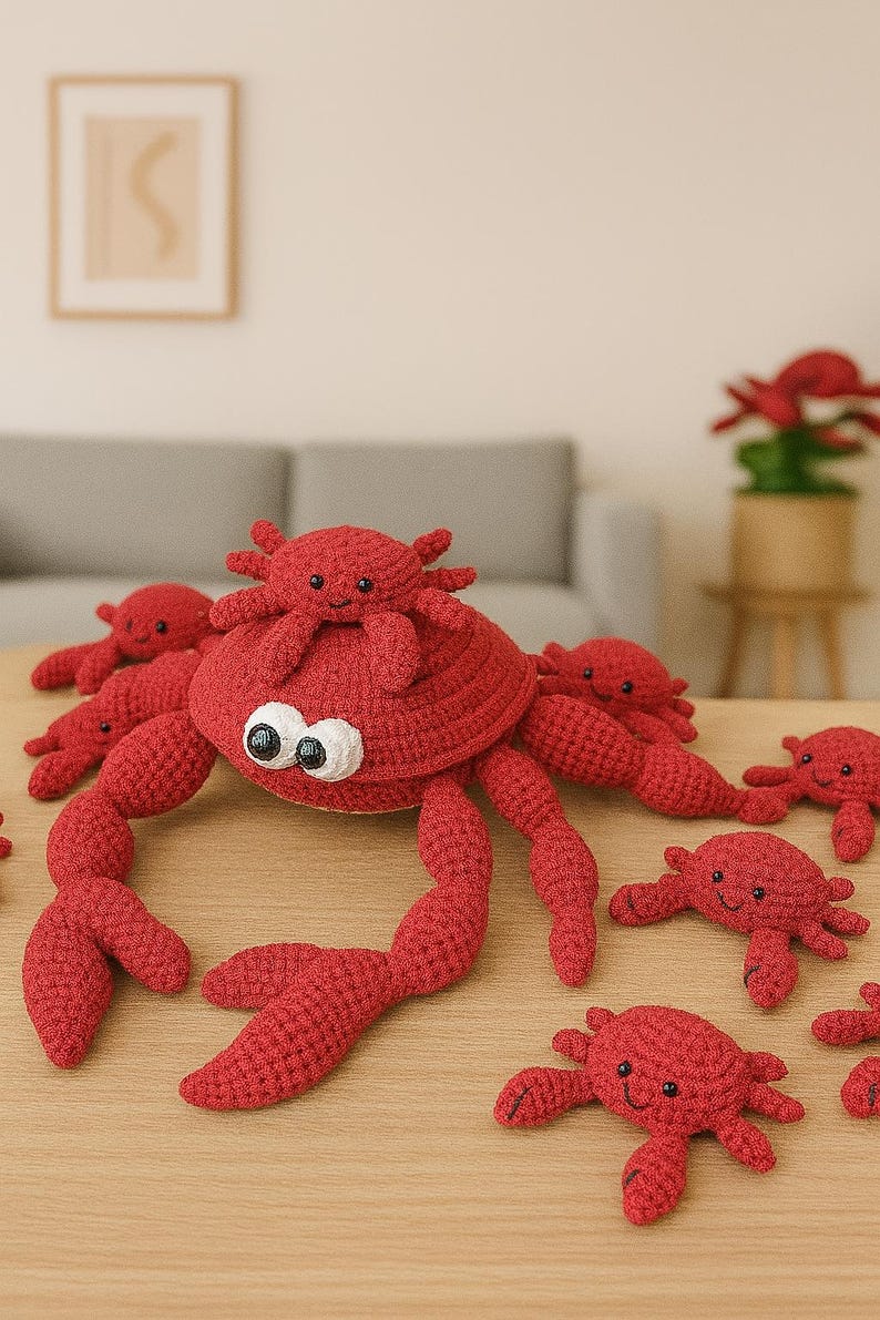 Crab Amigurumi Pattern PDF – Big Crab & Baby Crabs Crochet Tutorial ...