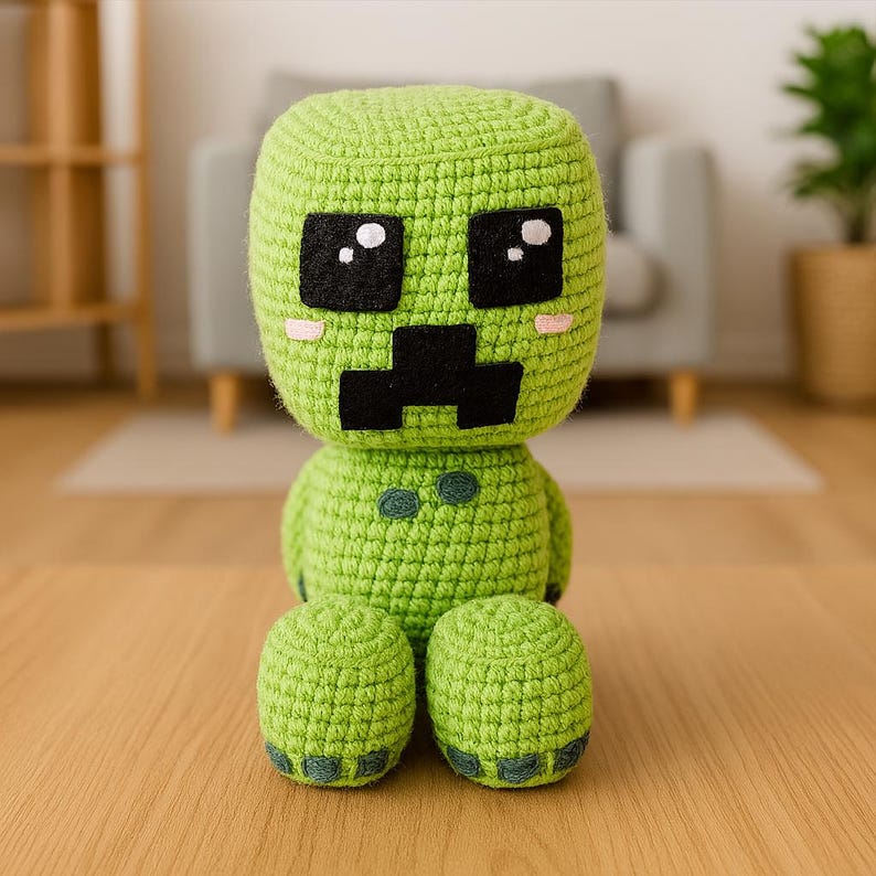 Pixel Monster Amigurumi Pattern PDF – Blocky Green Plush Crochet ...