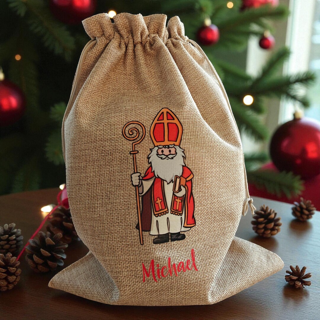 Personalized Santa Sack With Name | 25 X 35 Cm Linen Fabric Bag ...