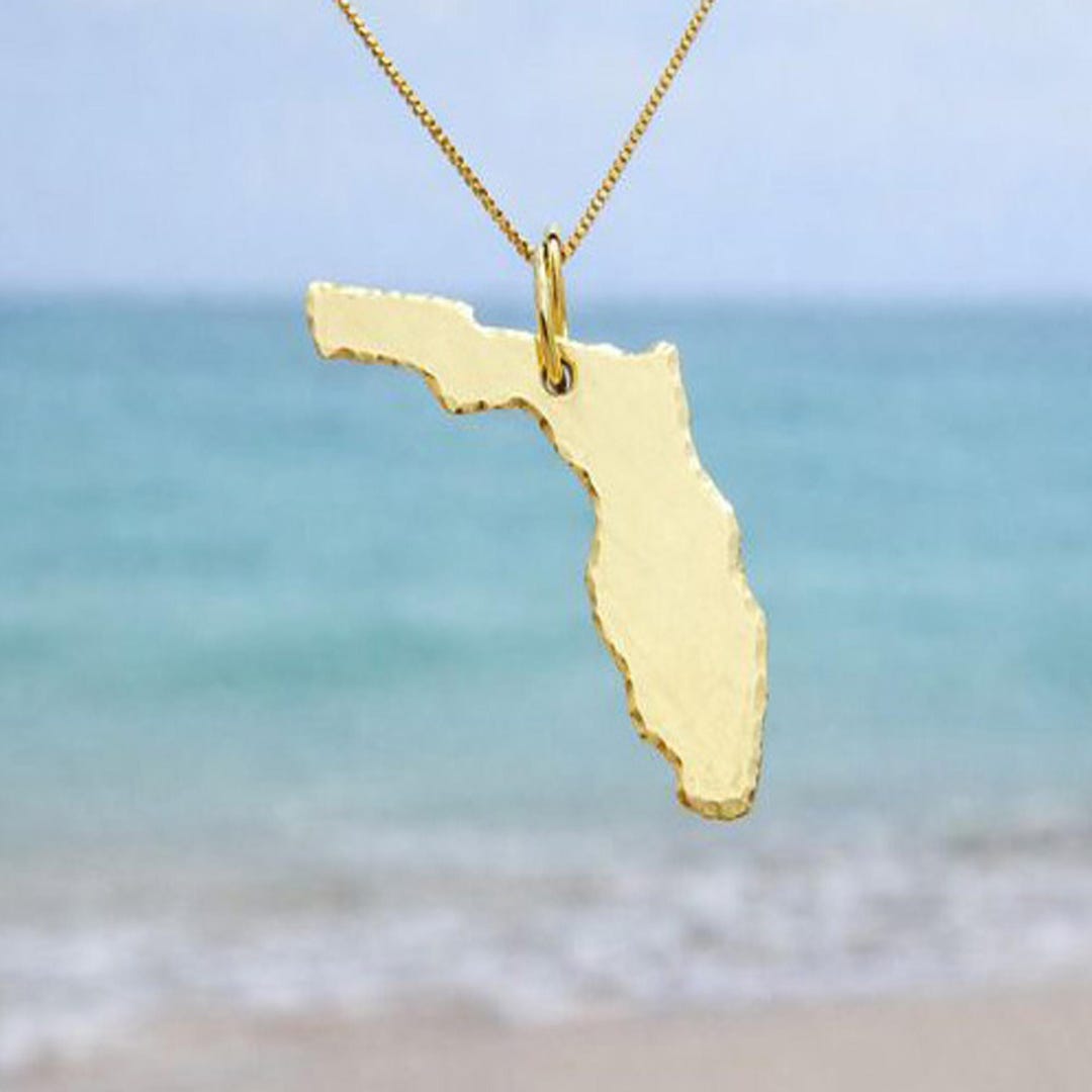 Florida Necklace , Gold Florida State Pendant With Chain - All States ...