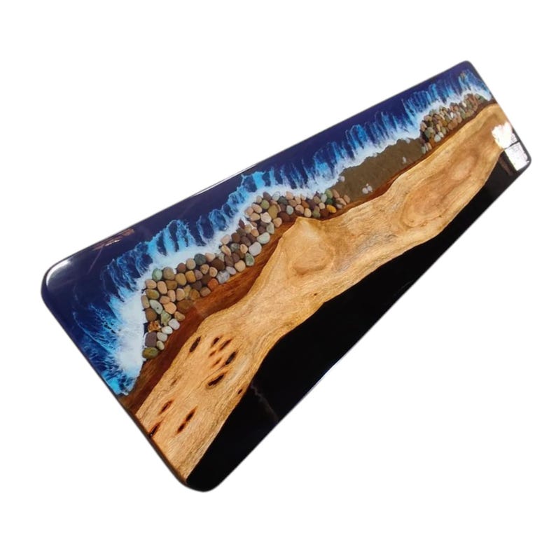 Walnut Epoxy Resin River Table, Ocean Beach Coffee Table, Coastal ...