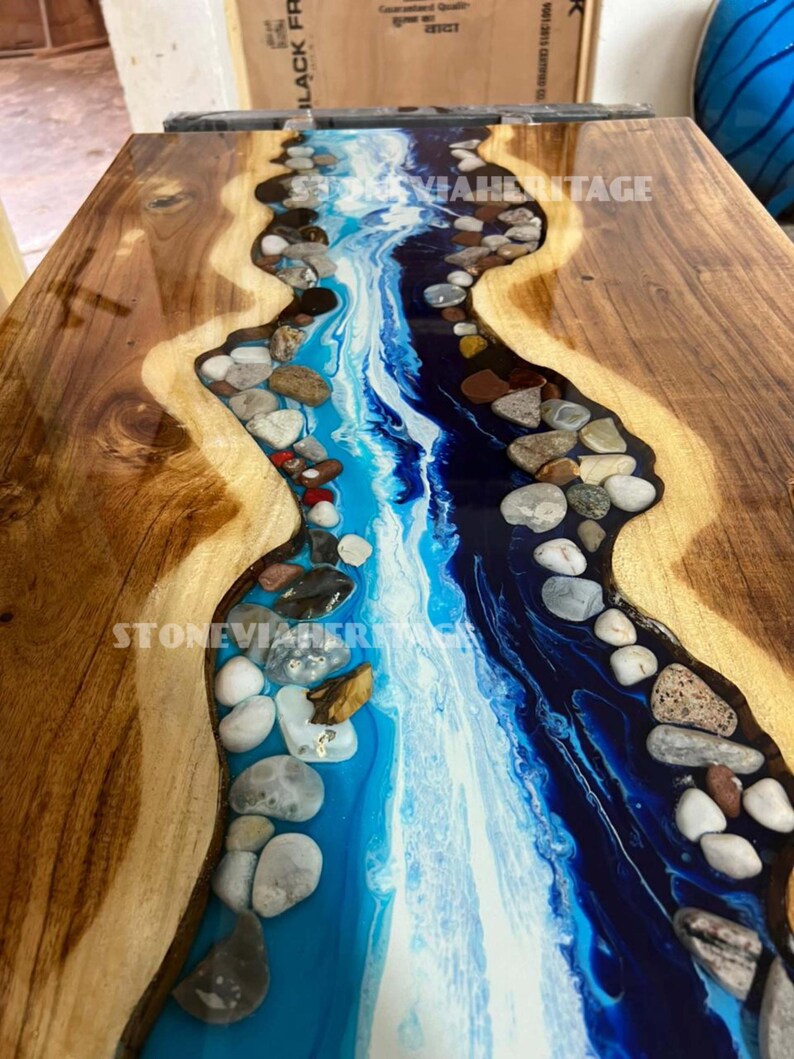 Acacia Wood River Table, Epoxy Resin Coffee Table, Live Edge Furniture ...