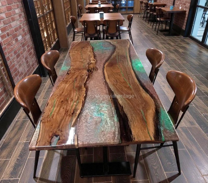 Custom Live Edge Epoxy Dining Table, Handmade Wood Resin River Table - Etsy