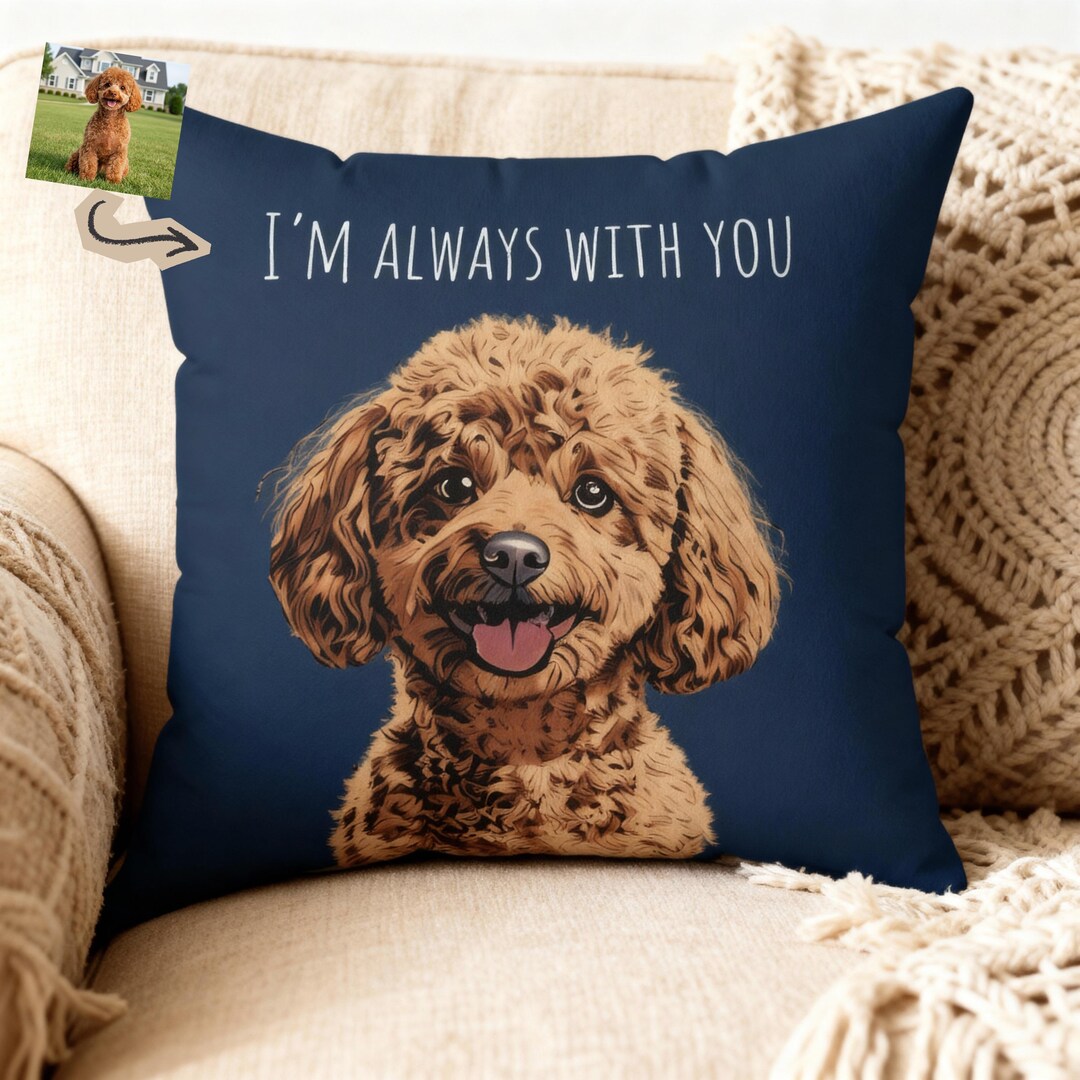 Custom Dog Cushion, Poodle, Personalized Dog Pillow, Dog Photo, Dog ...