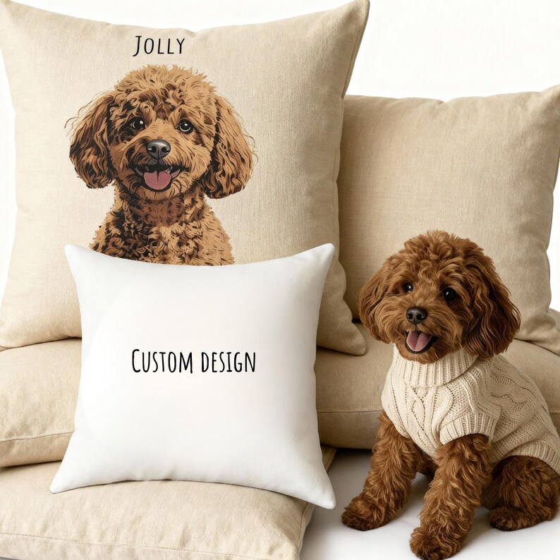 Custom Dog Cushion, Poodle, Personalized Dog Pillow, Dog Photo, Dog ...