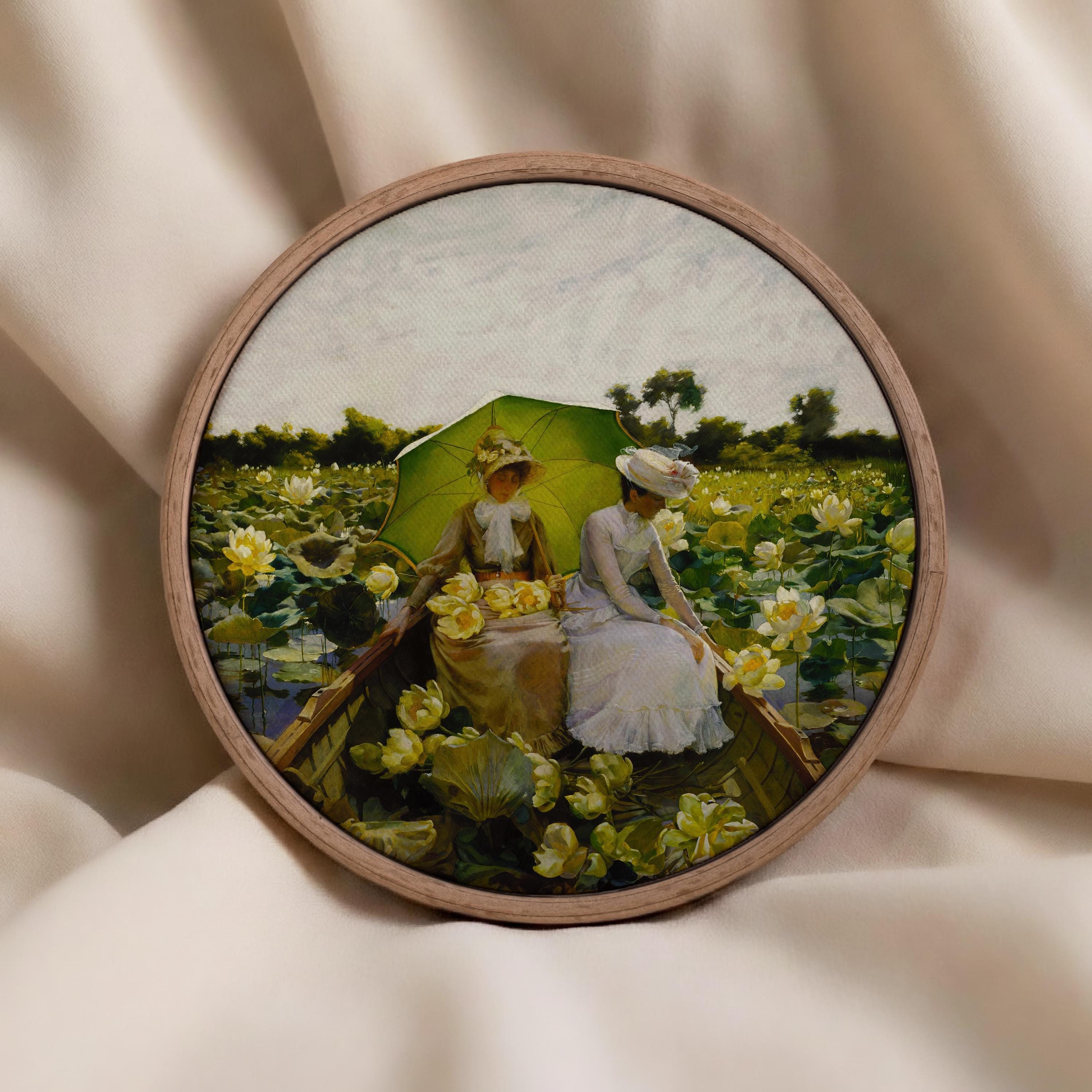 Elegant Women in Lotus Pond - Victorian Style Painting - Fine Art Print Elegant Women in Lotus Pond - Victorian Style Painting - Fine Art Print