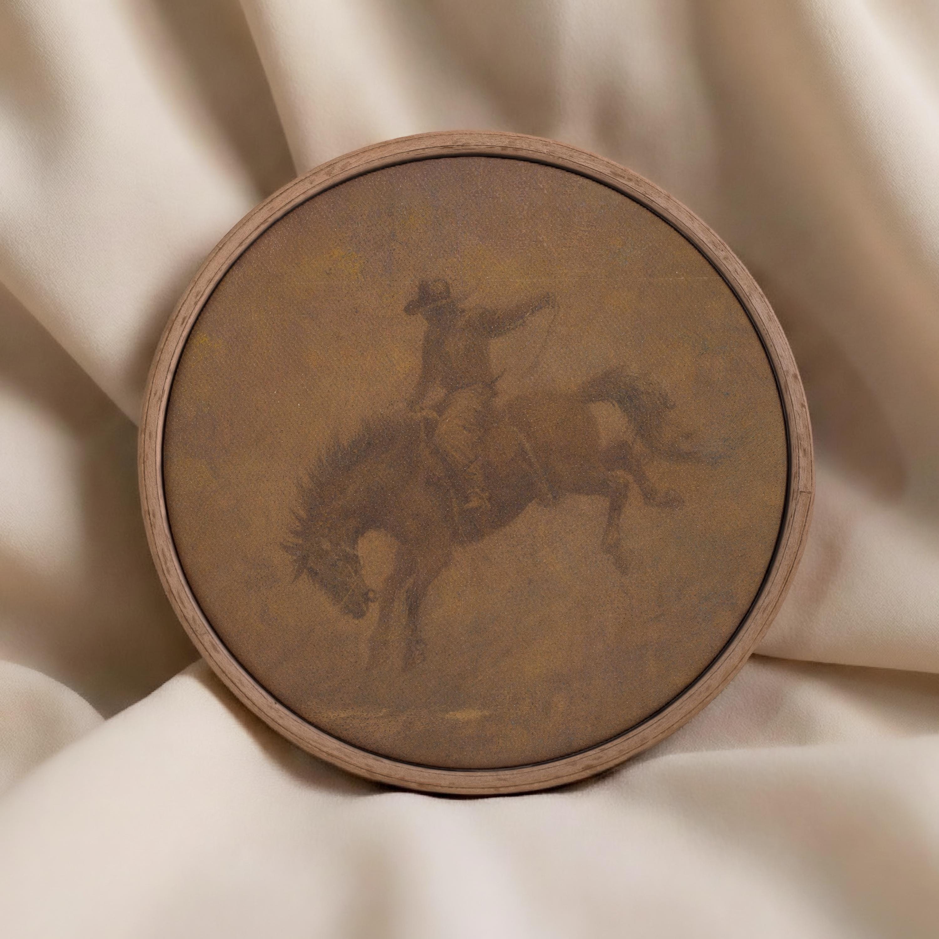 Cowboy Bronc Rider Wall Art · Vintage Western Rodeo Painting · Rustic Americana Decor · Cowboy Gift