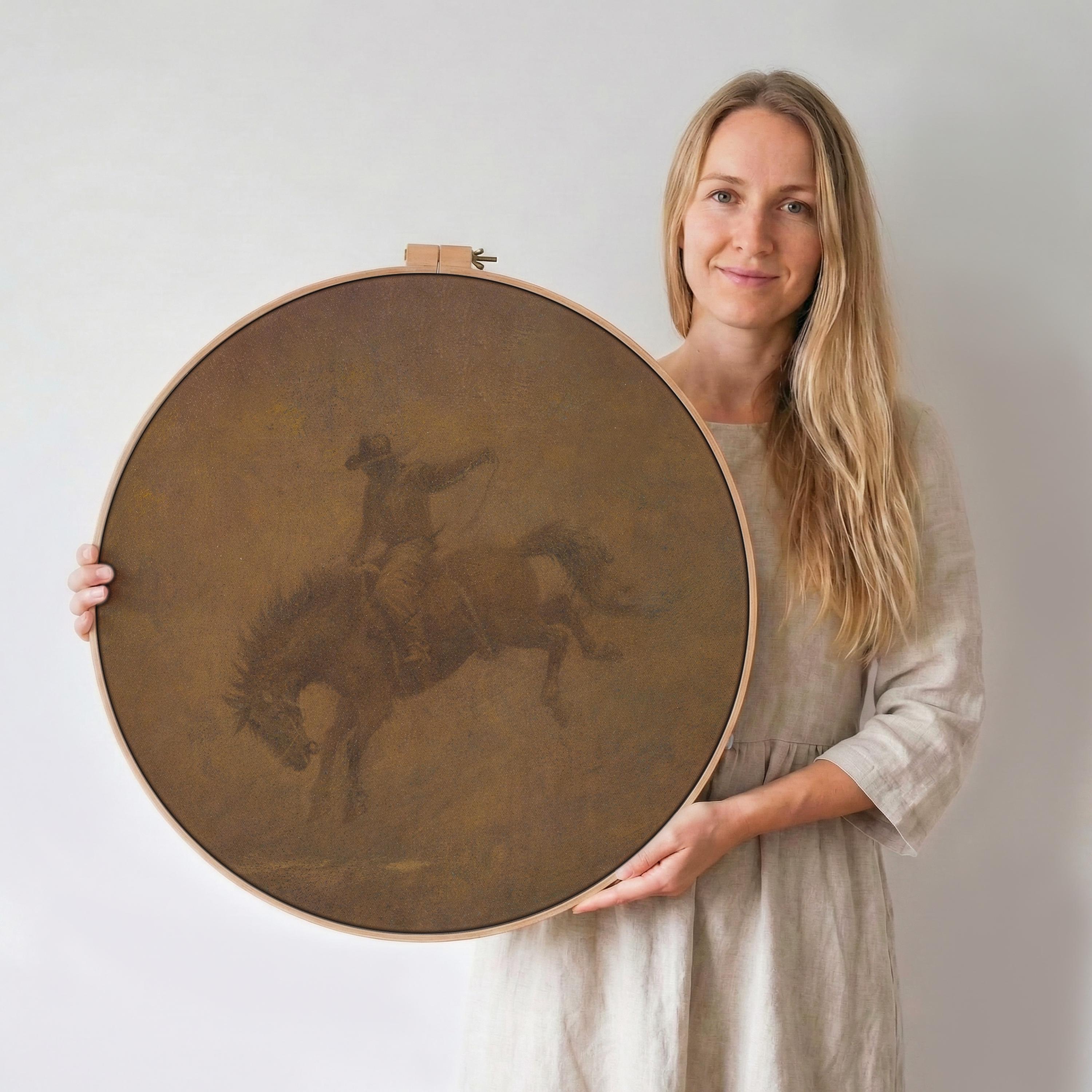 Cowboy Art Print, Bucking Bronco Print, Vintage Rodeo Decor, Rustic Western Wall Art