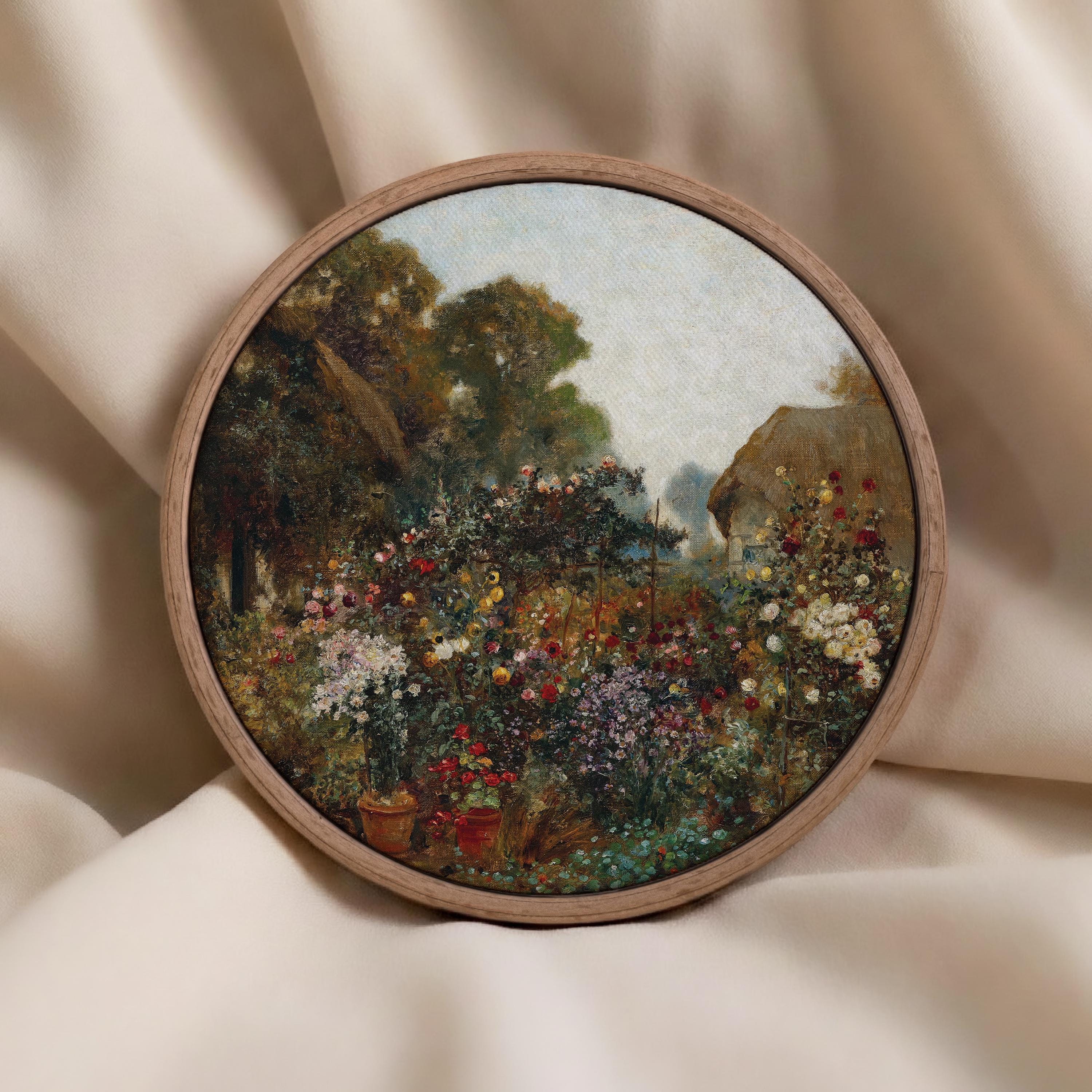 Impressionist Cottage Garden Art Print, Vintage Floral Landscape Wall Decor, Rustic Farmhouse Painting Impressionist Cottage Garden Art Print, Vintage Floral Landscape Wall Decor, Rustic Farmhouse Painting