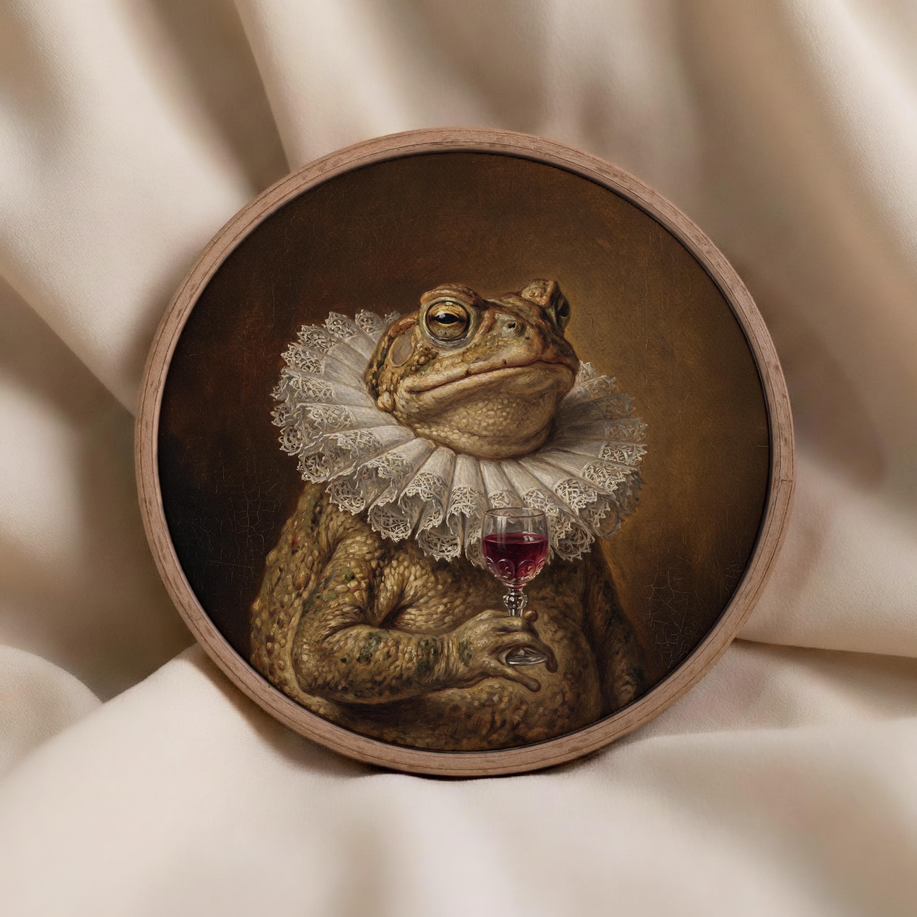 Toad Wine Wall Art · Renaissance Frog Portrait · Funny Wine Lover Gift · Dark Academia Toad Decor Toad Wine Wall Art · Renaissance Frog Portrait · Funny Wine Lover Gift · Dark Academia Toad Decor