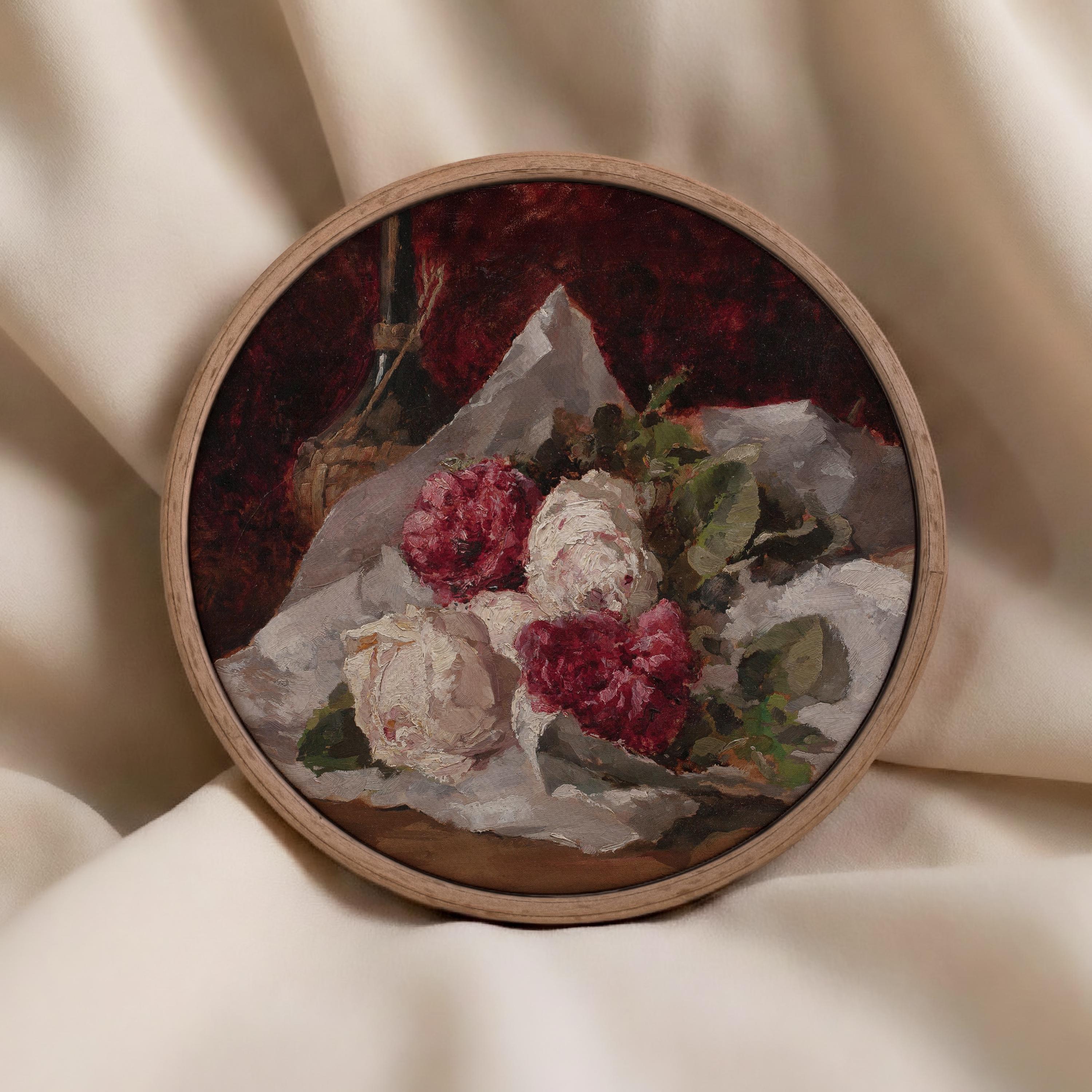 Framed Peony Wall Art, Moody Oil Painting Style Floral Print, Vintage Botanical Decor Framed Peony Wall Art, Moody Oil Painting Style Floral Print, Vintage Botanical Decor