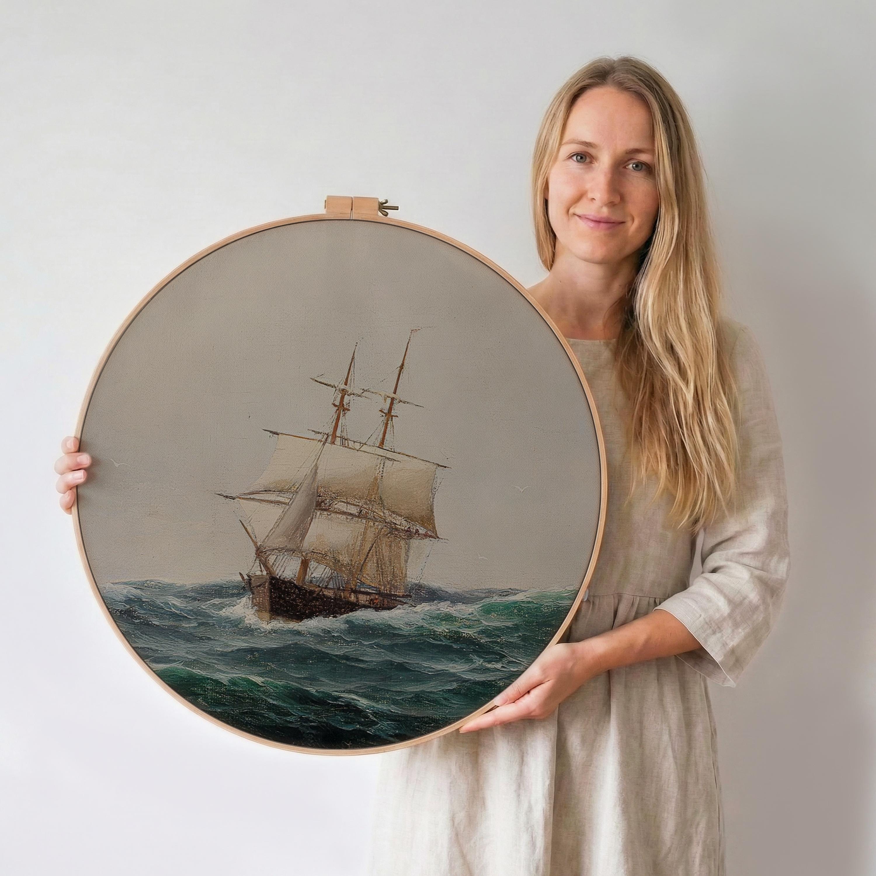 Vintage Tall Ship Painting - Maritime Art Print Nautical Wall Decor for Coastal Home Decor Vintage Tall Ship Painting - Maritime Art Print Nautical Wall Decor for Coastal Home Decor