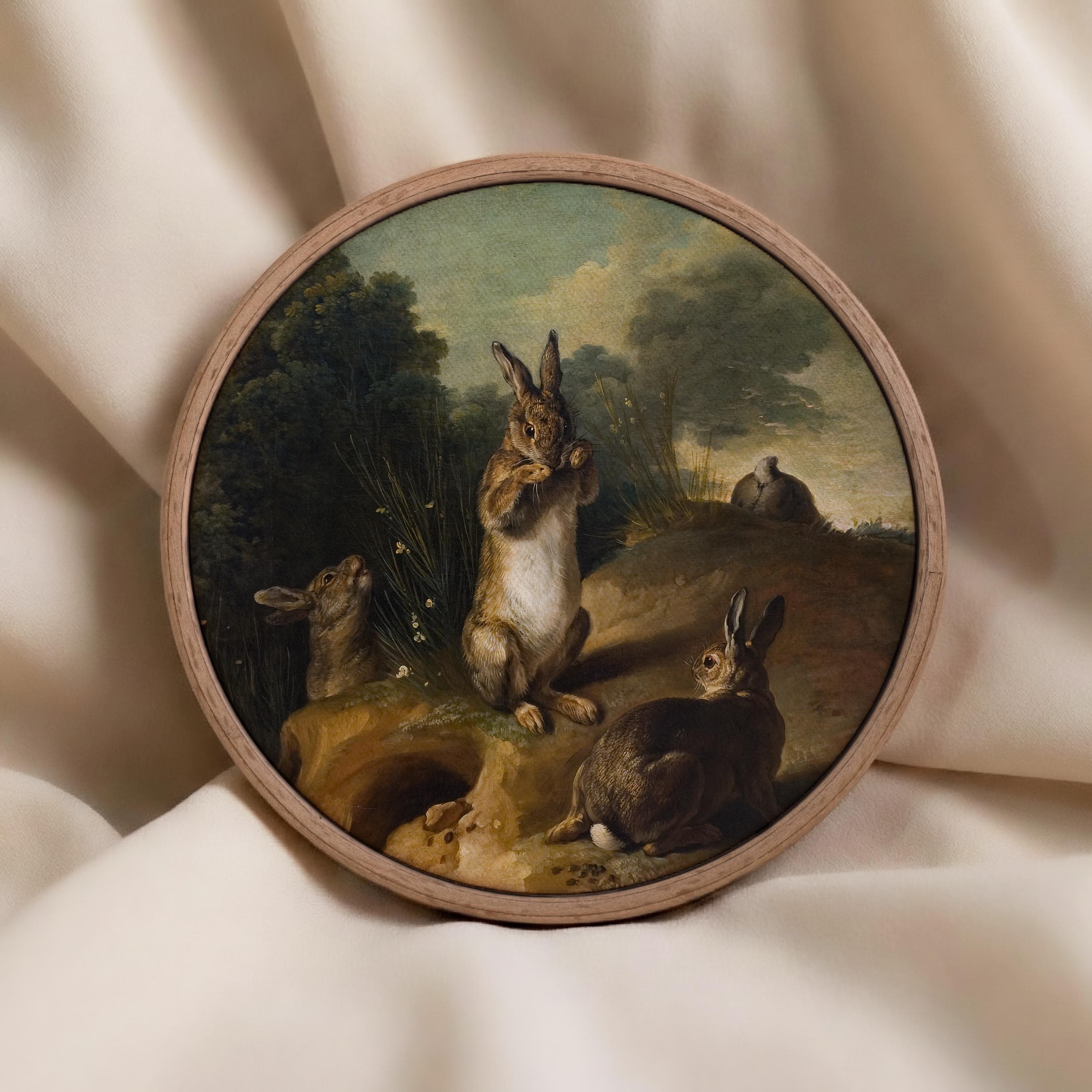 Vintage Rabbit Art Print - Charming Bunny Family Illustration - Antique Style Animal Wall Decor Vintage Rabbit Art Print - Charming Bunny Family Illustration - Antique Style Animal Wall Decor