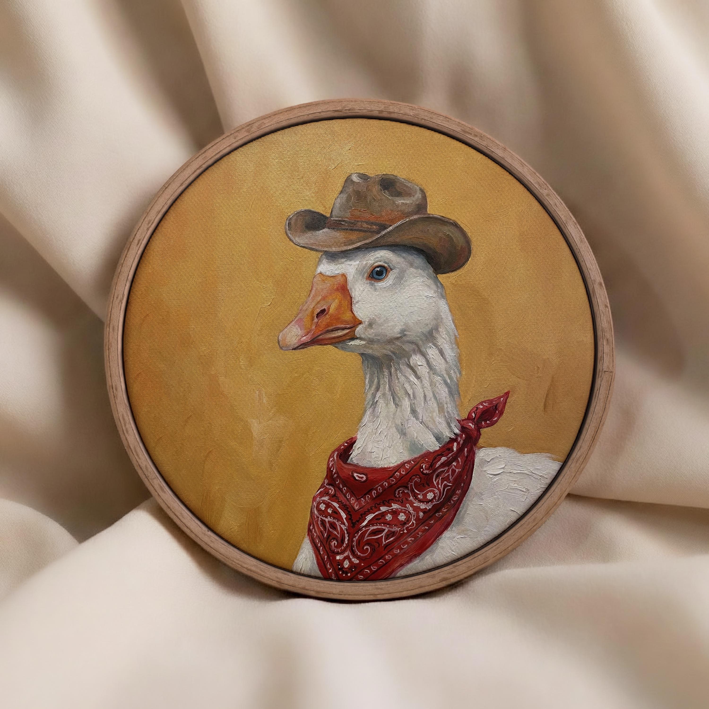 Cowboy Goose Wall Art Print, Whimsical Western Animal Portrait, Funny Farmhouse Decor Cowboy Goose Wall Art Print, Whimsical Western Animal Portrait, Funny Farmhouse Decor