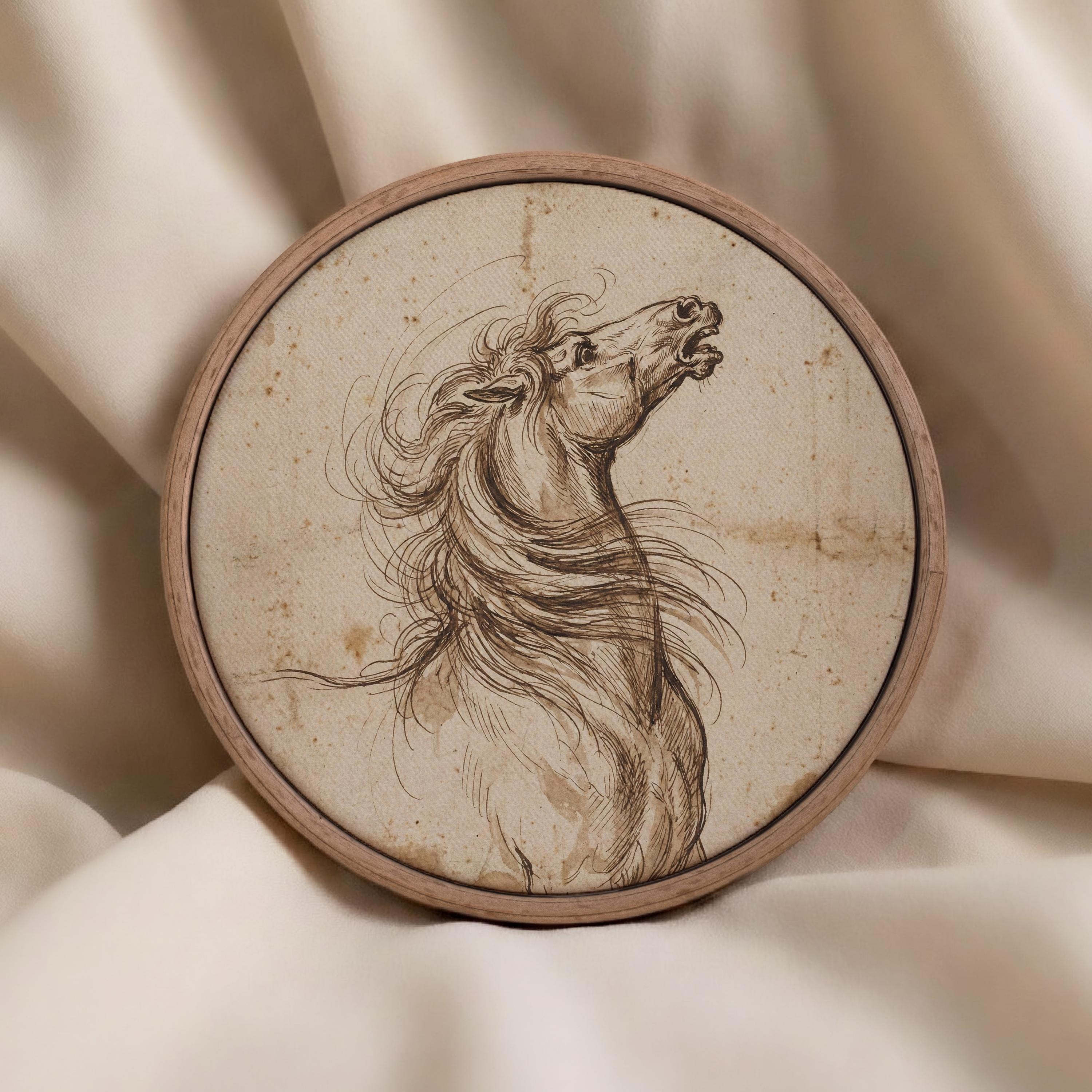 Vintage Horse Sketch Art Print, Western Equestrian Wall Decor, Rustic Antique Drawing Style Vintage Horse Sketch Art Print, Western Equestrian Wall Decor, Rustic Antique Drawing Style