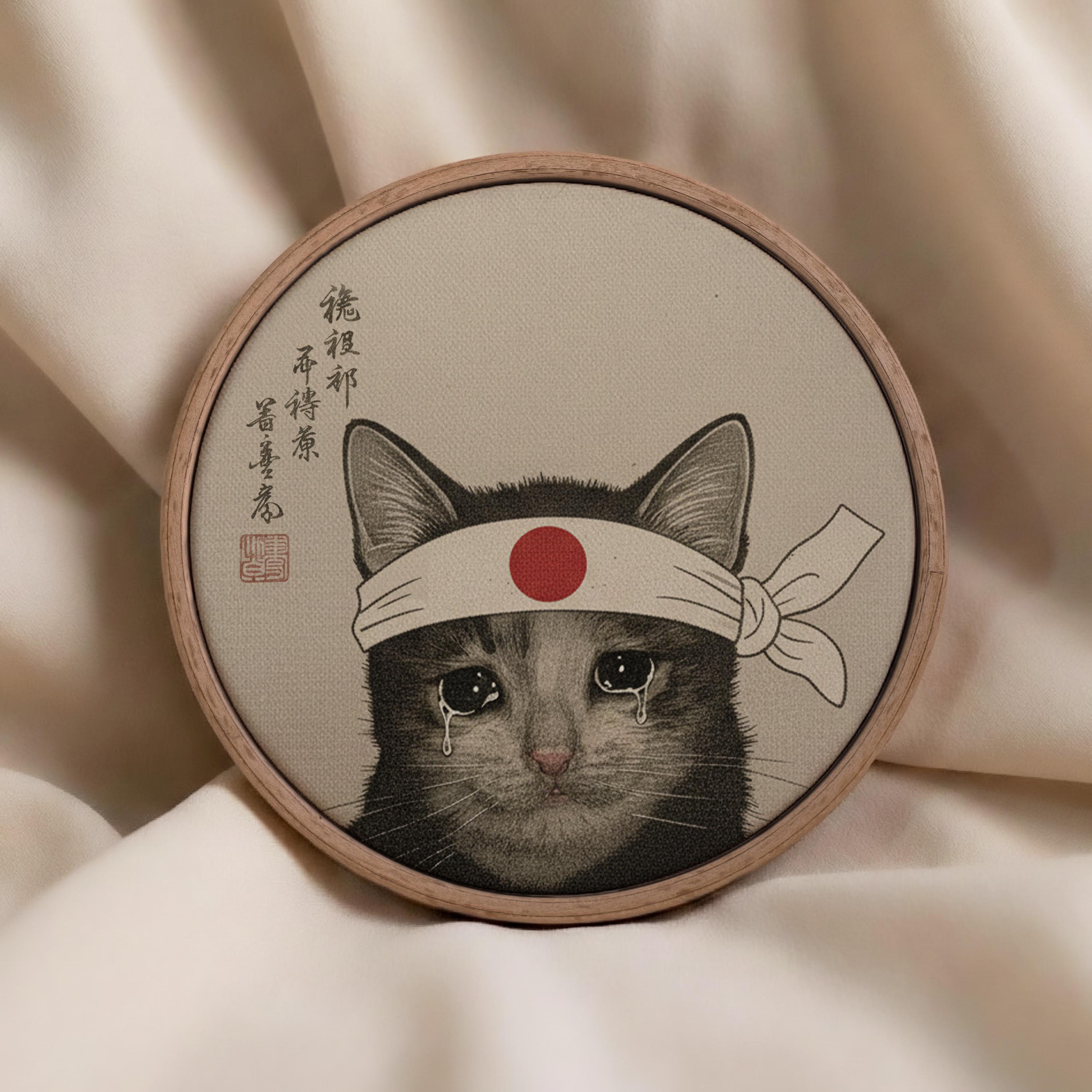 Crying Samurai Cat Wall Art · Japanese Cat Portrait · Funny Sad Cat Decor · Meme Cat Lover Gift Crying Samurai Cat Wall Art · Japanese Cat Portrait · Funny Sad Cat Decor · Meme Cat Lover Gift