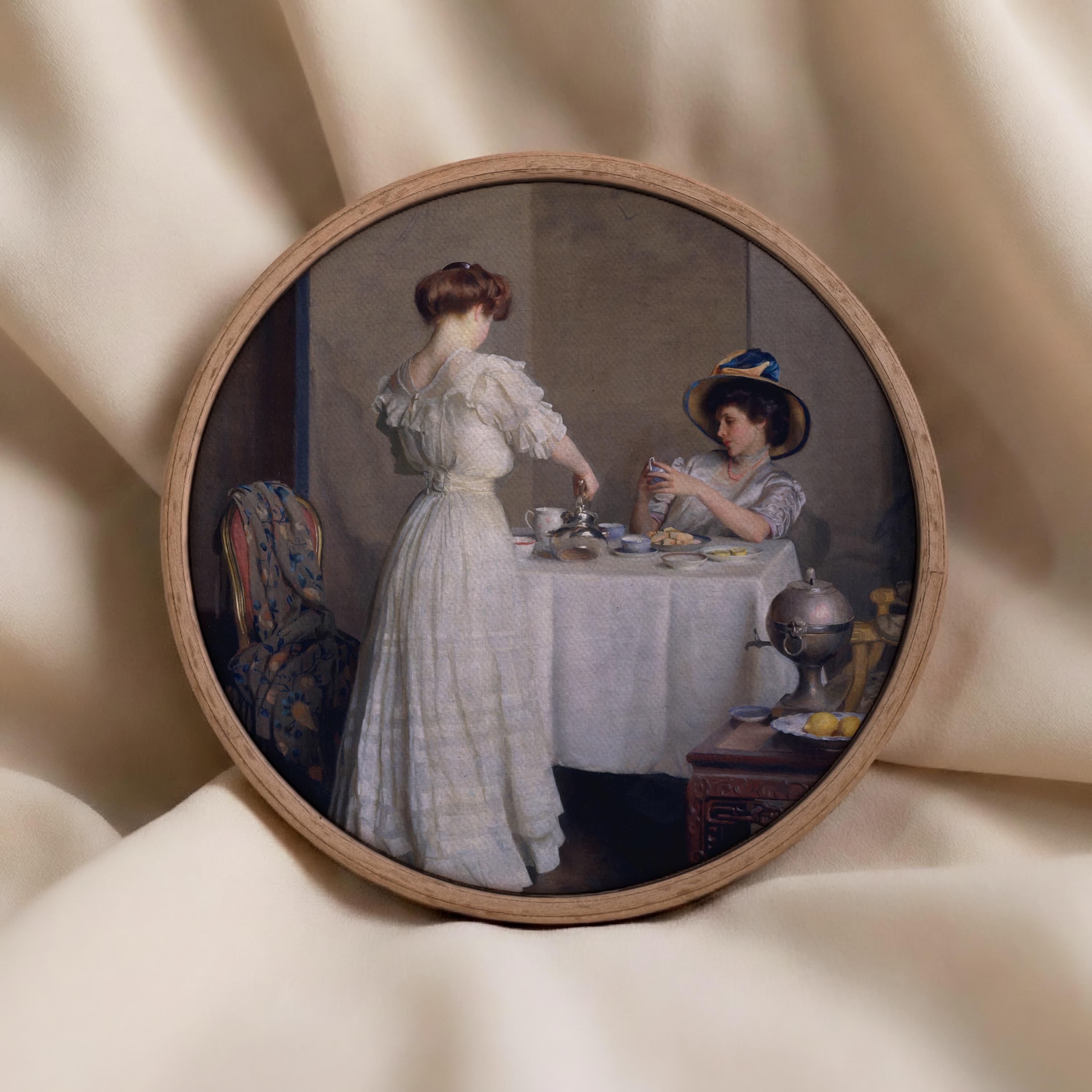 Vintage Tea Time Painting Print, Elegant French Cafe Wall Art, Classic Antique Style Decor Vintage Tea Time Painting Print, Elegant French Cafe Wall Art, Classic Antique Style Decor