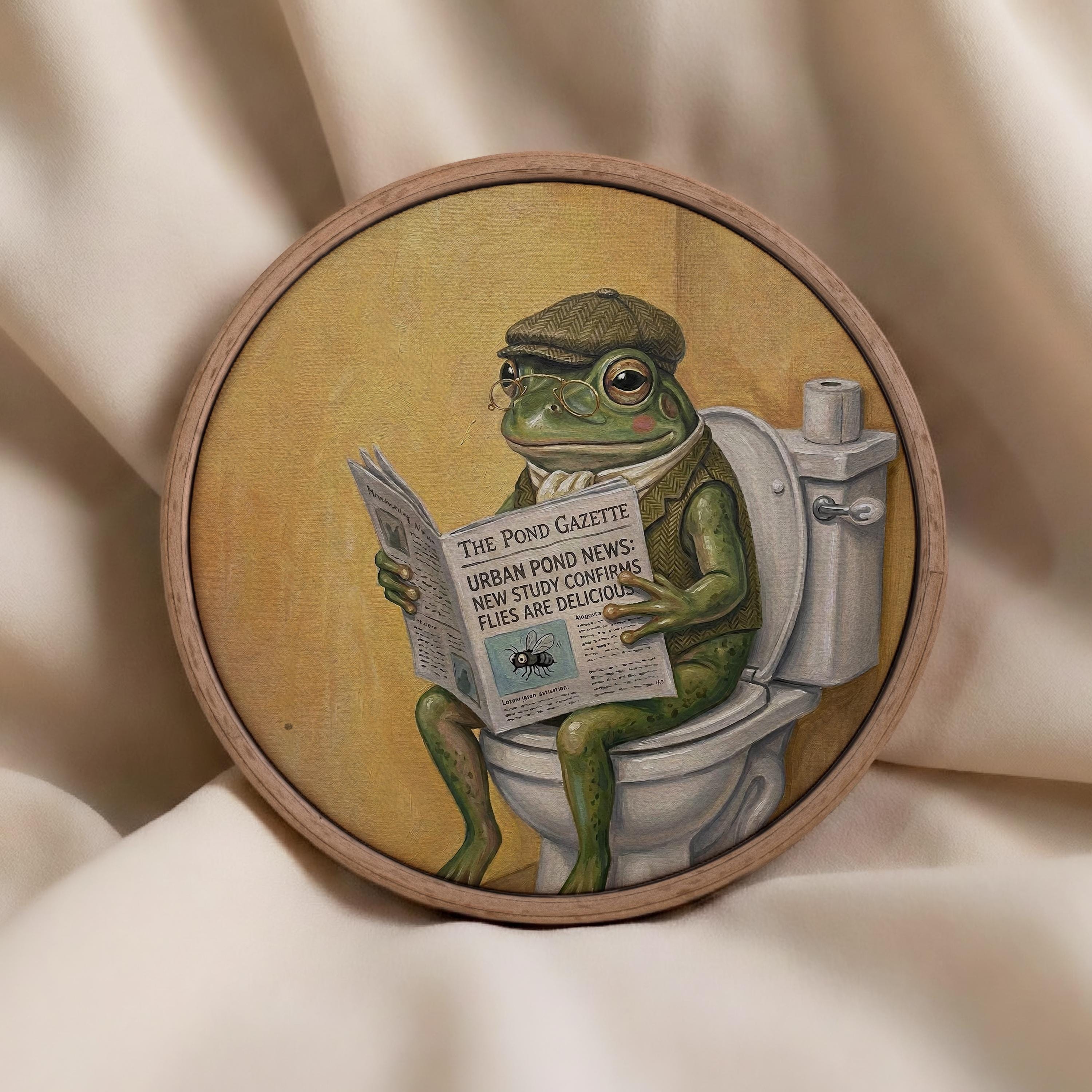 Funny Frog Bathroom Wall Art, Whimsical Vintage Toilet Print, Cottagecore Humor Funny Frog Bathroom Wall Art, Whimsical Vintage Toilet Print, Cottagecore Humor