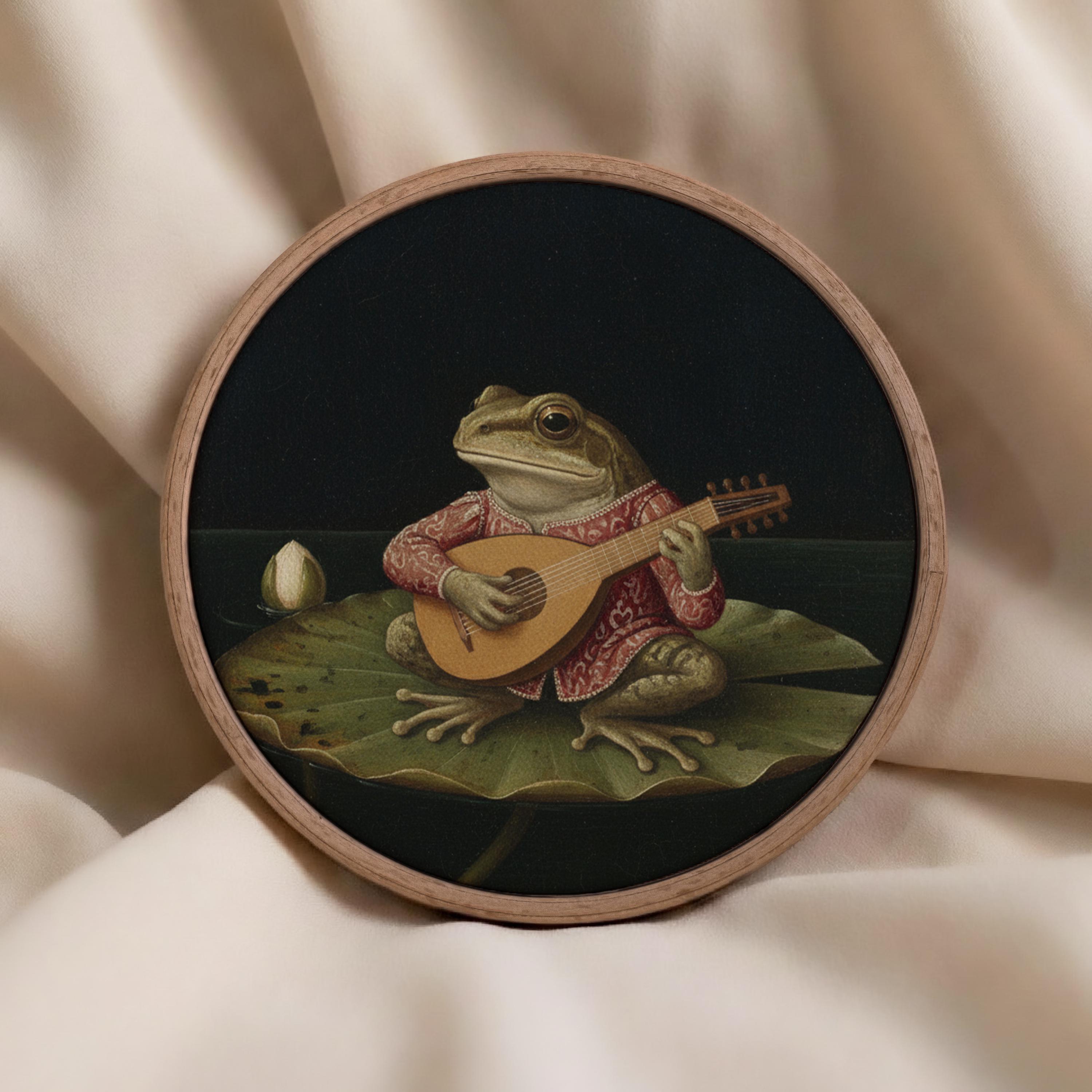 Frog Musician Art Print, Whimsical Cottagecore Lily Pad Painting, Dark Academia Wall Decor Frog Musician Art Print, Whimsical Cottagecore Lily Pad Painting, Dark Academia Wall Decor