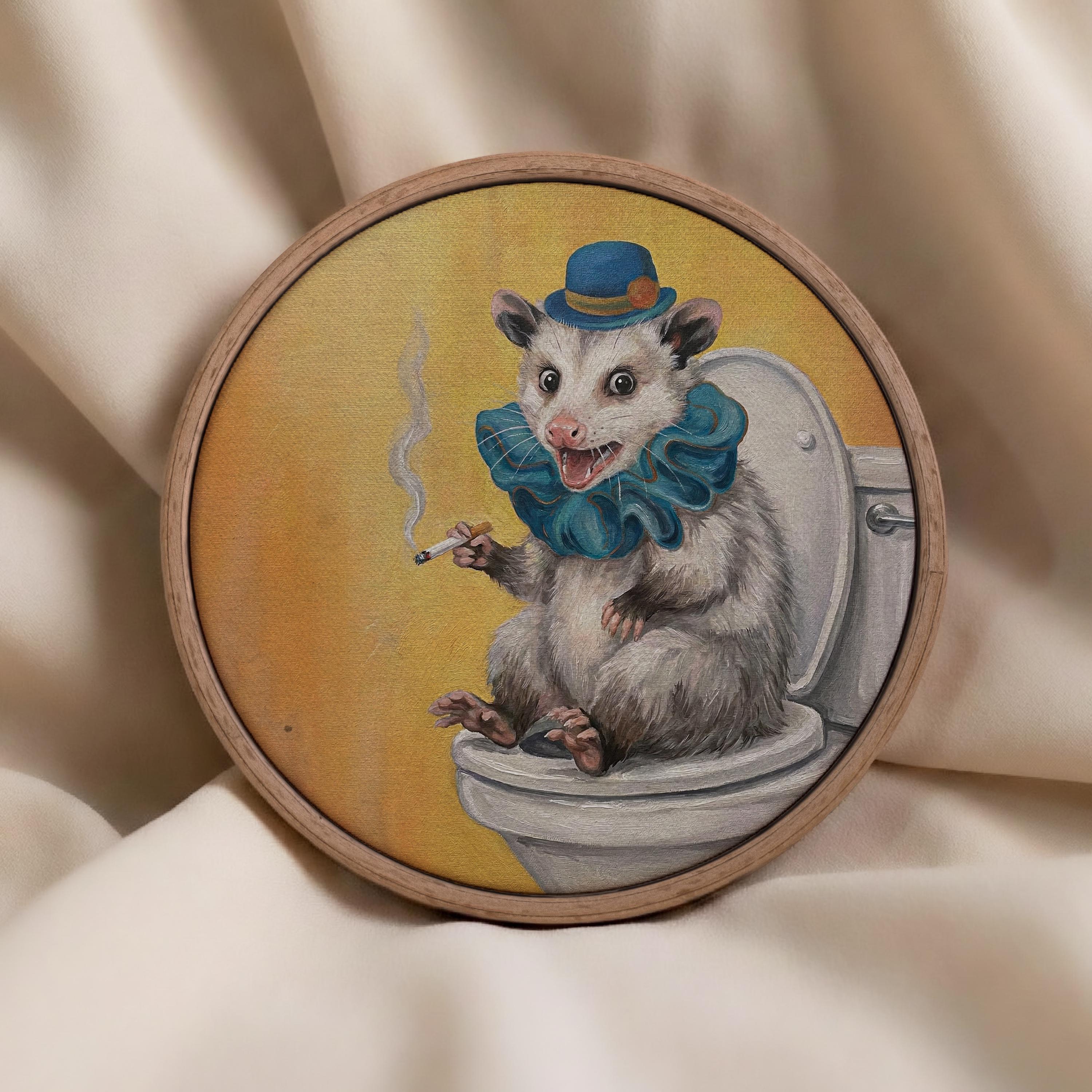 Funny Opossum Smoking Art Print, Dark Humor Bathroom Wall Decor, Whimsical Vintage Animal Portrait Funny Opossum Smoking Art Print, Dark Humor Bathroom Wall Decor, Whimsical Vintage Animal Portrait