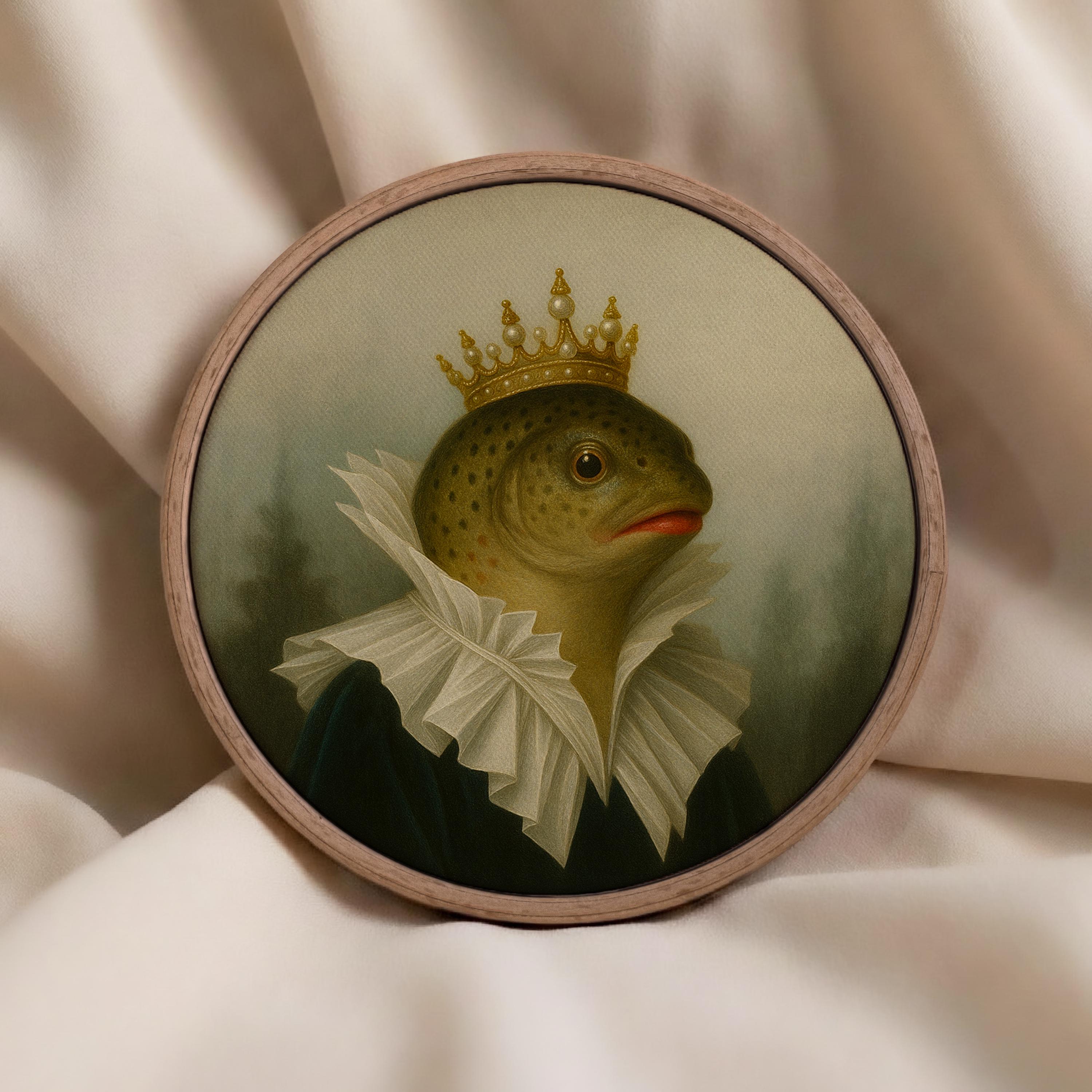 Funny Trout Wall Art: Whimsical Animal Portrait Canvas Print, Quirky Surreal Cottagecore Decor Funny Trout Wall Art: Whimsical Animal Portrait Canvas Print, Quirky Surreal Cottagecore Decor