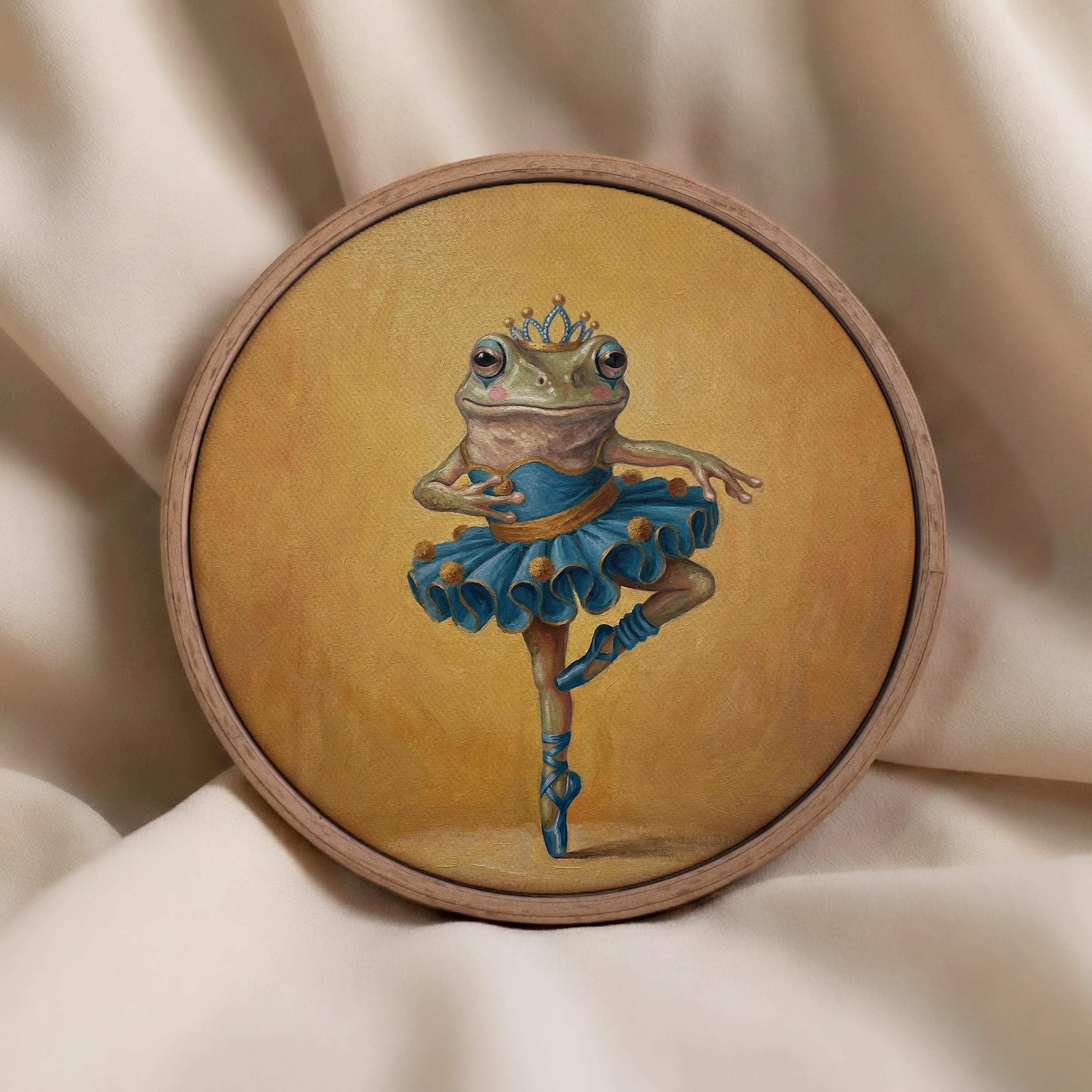 Ballerina Frog Wall Art · Frog Ballet Painting · Funny Dance Gift · Whimsical Frog Nursery Decor