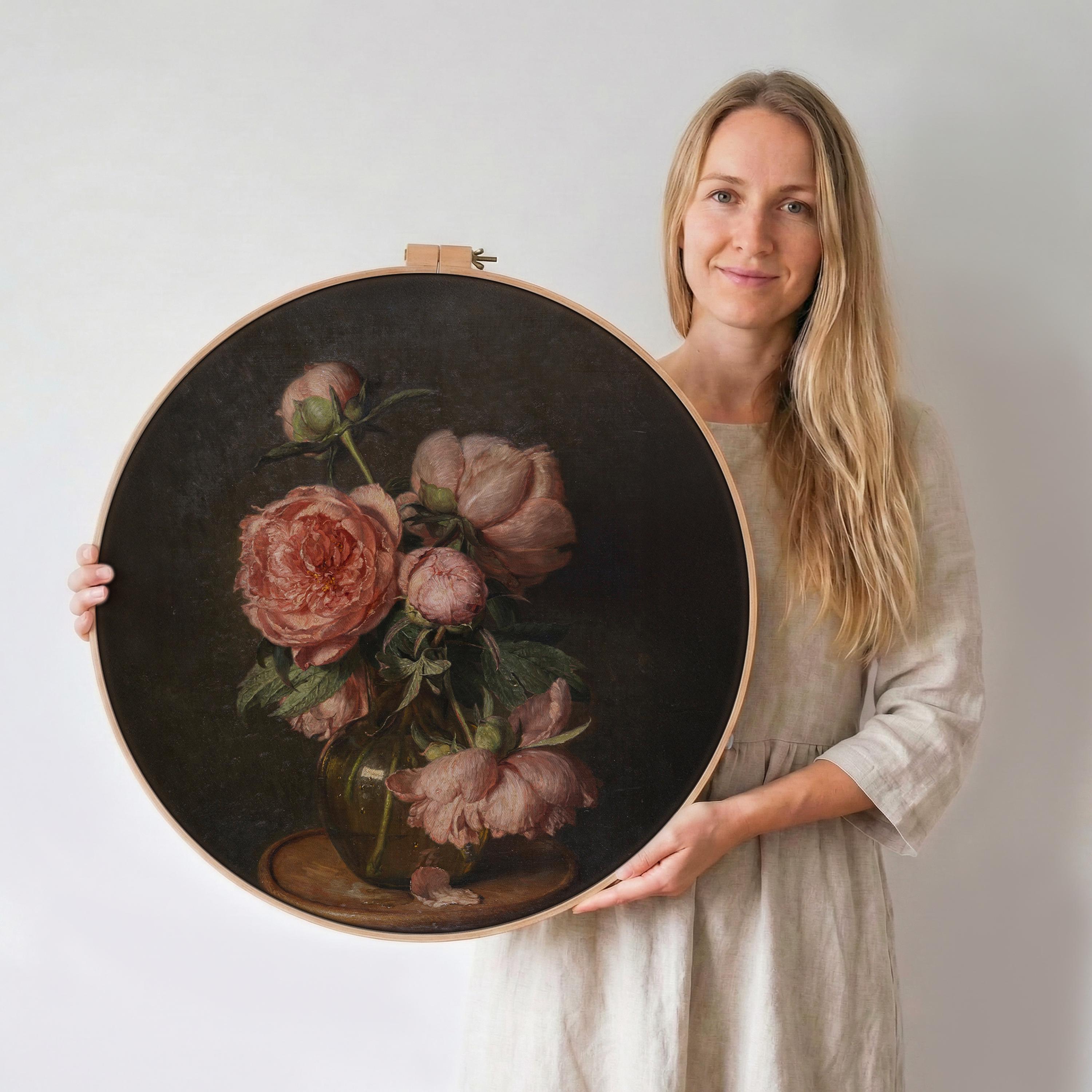 Vintage Peony Floral Giclée Fine Art Canvas Print, Flower Painting Cottagecore Botanical Decor Vintage Peony Floral Giclée Fine Art Canvas Print, Flower Painting Cottagecore Botanical Decor