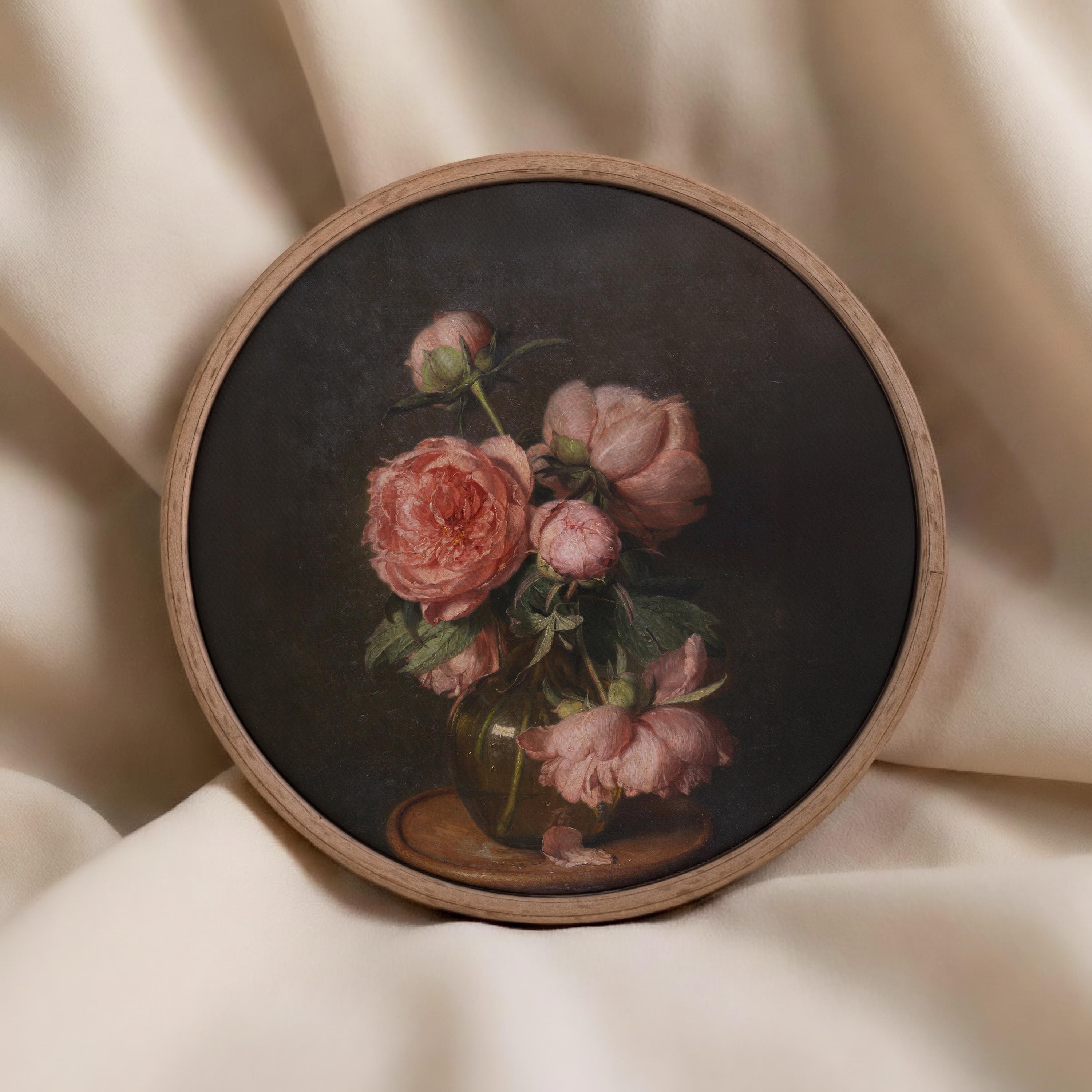 Moody Vintage Peony Flower Print, Baroque Dutch Floral Still Life Wall Art Moody Vintage Peony Flower Print, Baroque Dutch Floral Still Life Wall Art