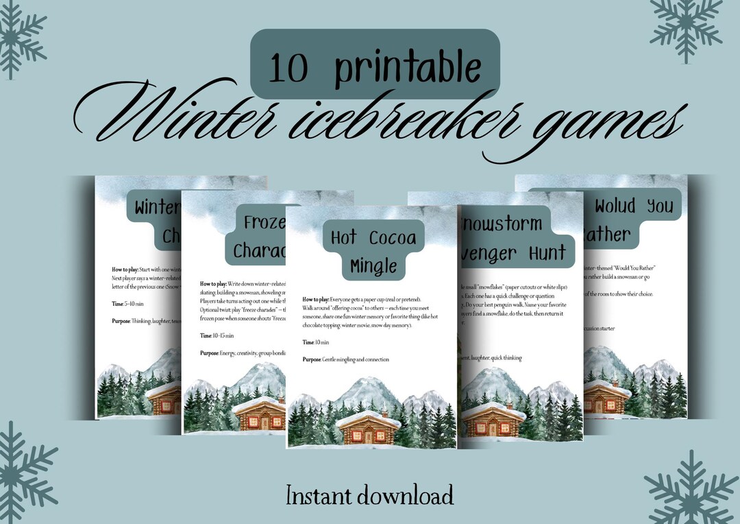 Winter Icebreaker Games Bundle 10 Printable Winter Themed Classroom ...