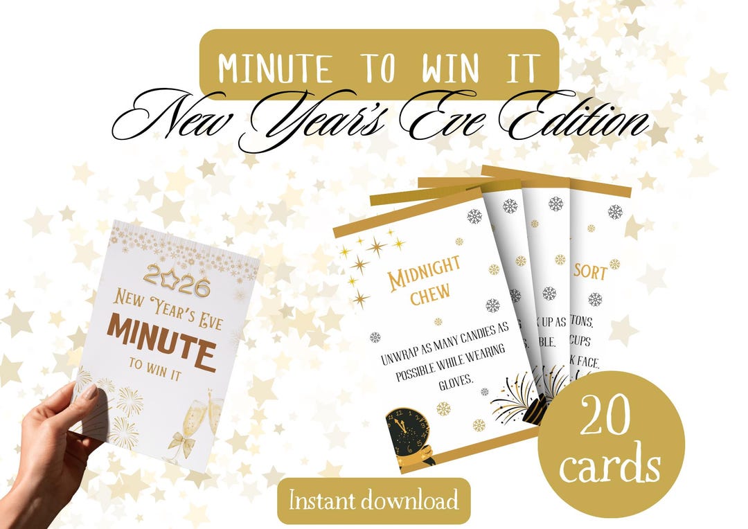 New Year’s Eve Minute-to-win-it Game Card Bundle 20 Printable Party ...
