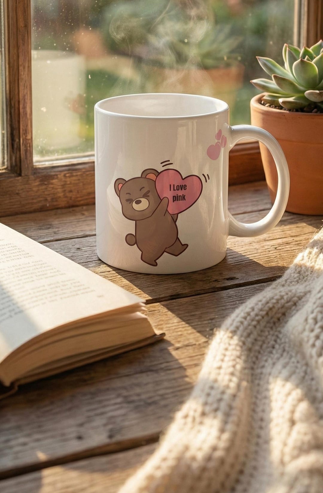 Pink Color Ceramic Mug,kawaii Teddy Love Tea Mug (11oz) - Etsy