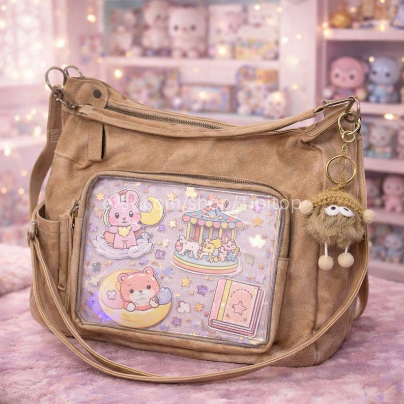 Ita Shoulder Bag With Clear Display Pocket, Tote Ita Bag, Crossbody Ita ...