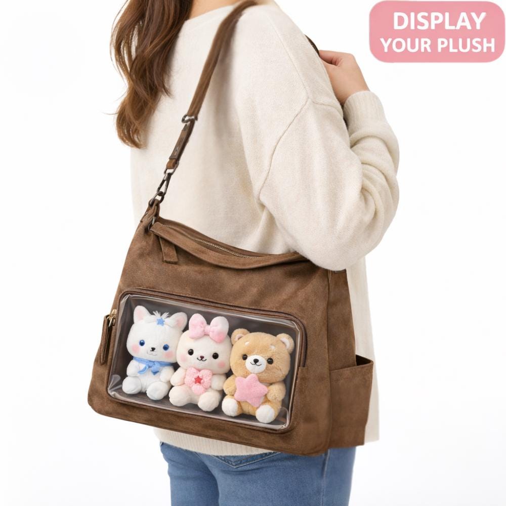 Ita Shoulder Bag With Clear Display Pocket, Tote Ita Bag, Crossbody Ita ...