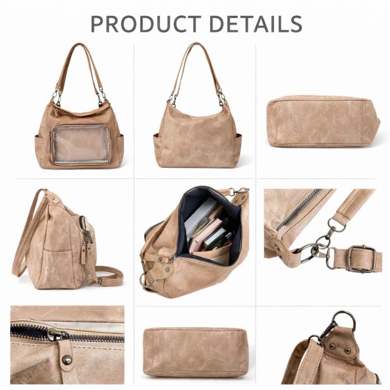 Ita Shoulder Bag With Clear Display Pocket, Tote Ita Bag, Crossbody Ita ...