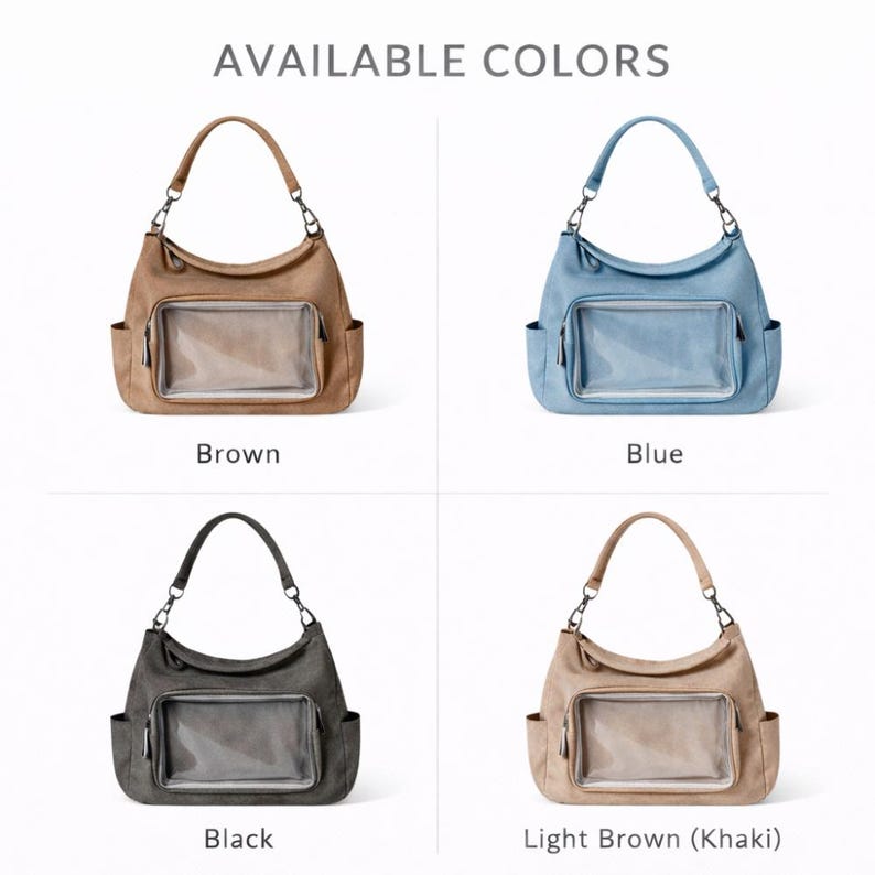 Ita Shoulder Bag With Clear Display Pocket, Tote Ita Bag, Crossbody Ita ...